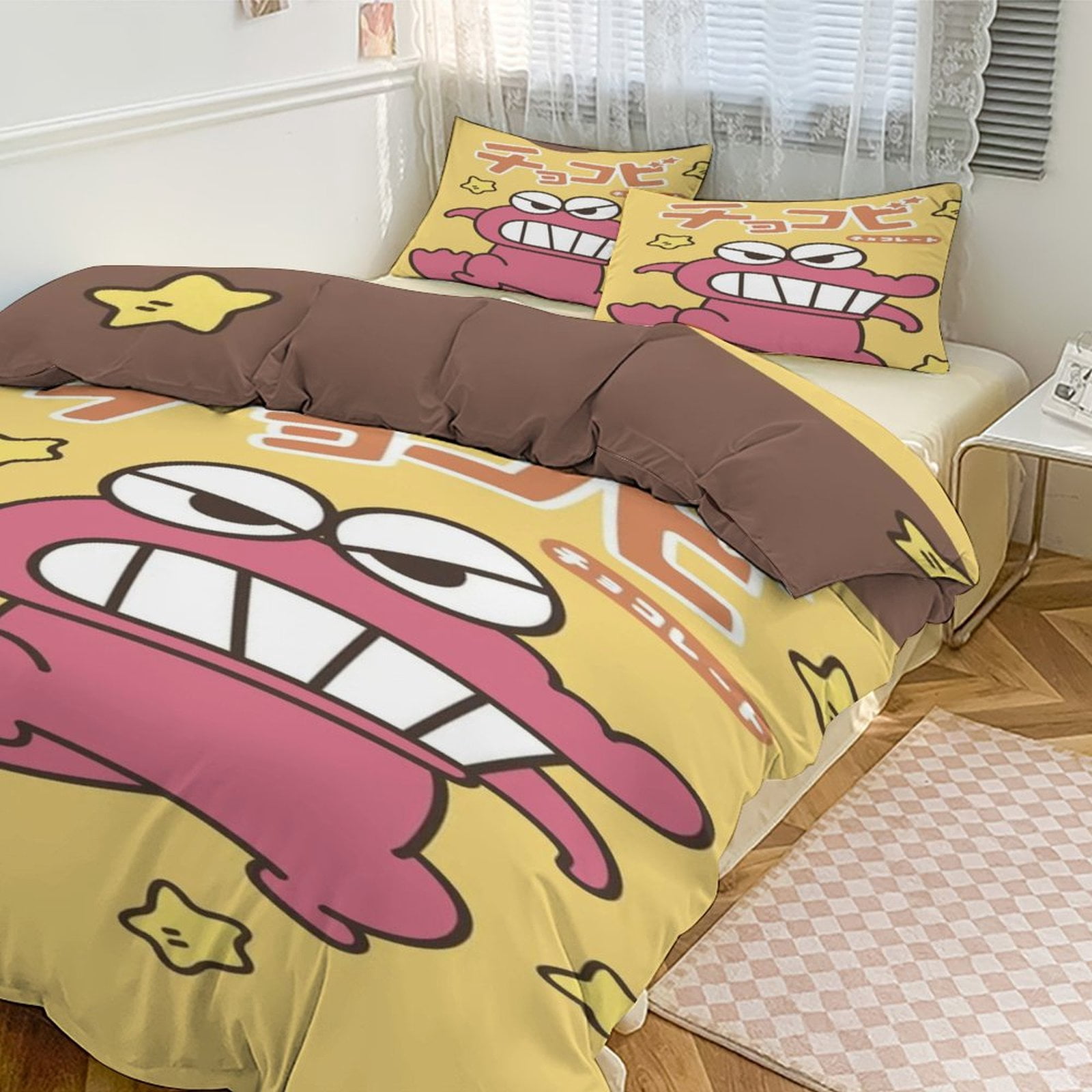 Cray-on Shin-chan Bedding Set Anime Three-piece for Boys Girls Teens ...