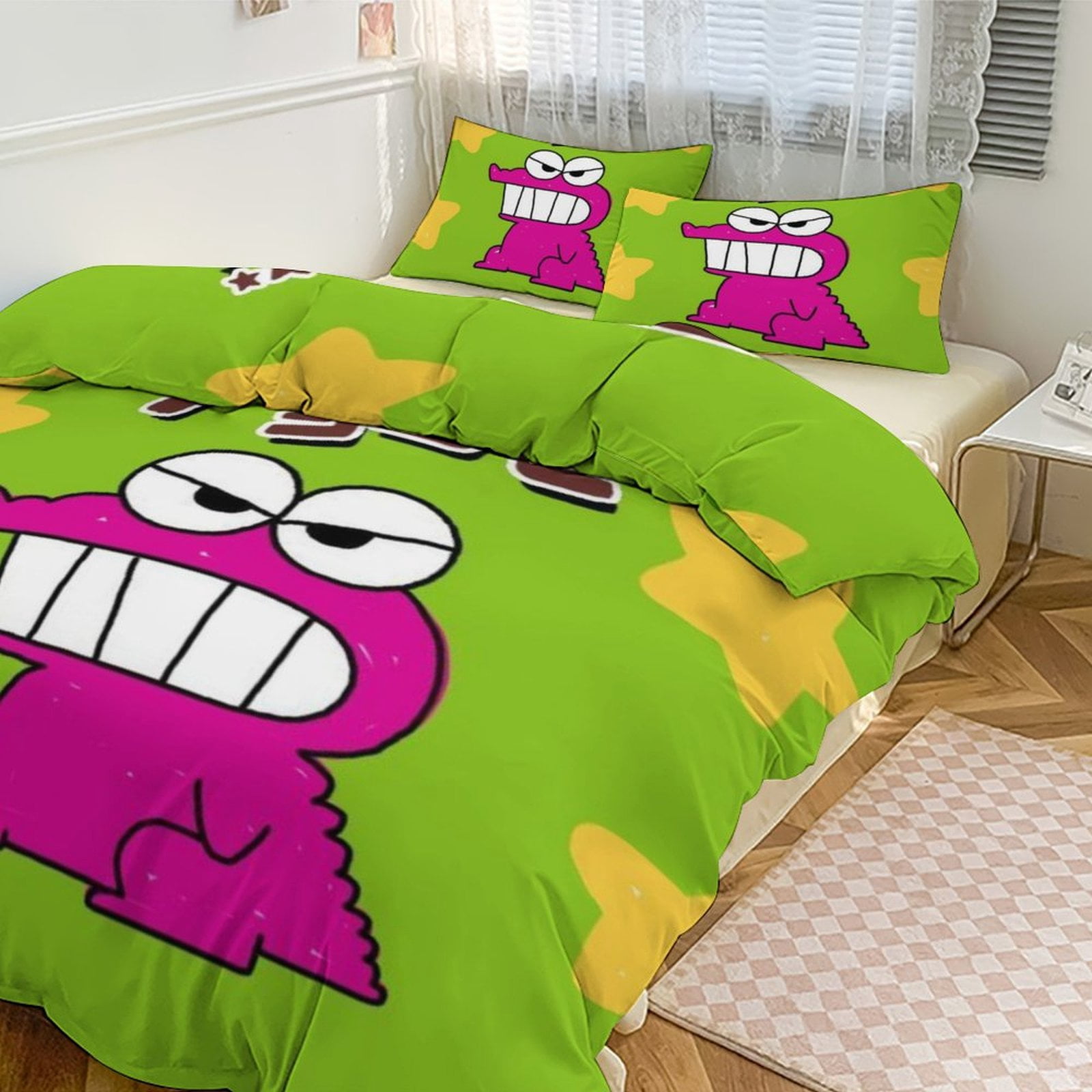 Cray-on Shin-chan Bedding Set Anime Three-piece for Boys Girls Teens ...
