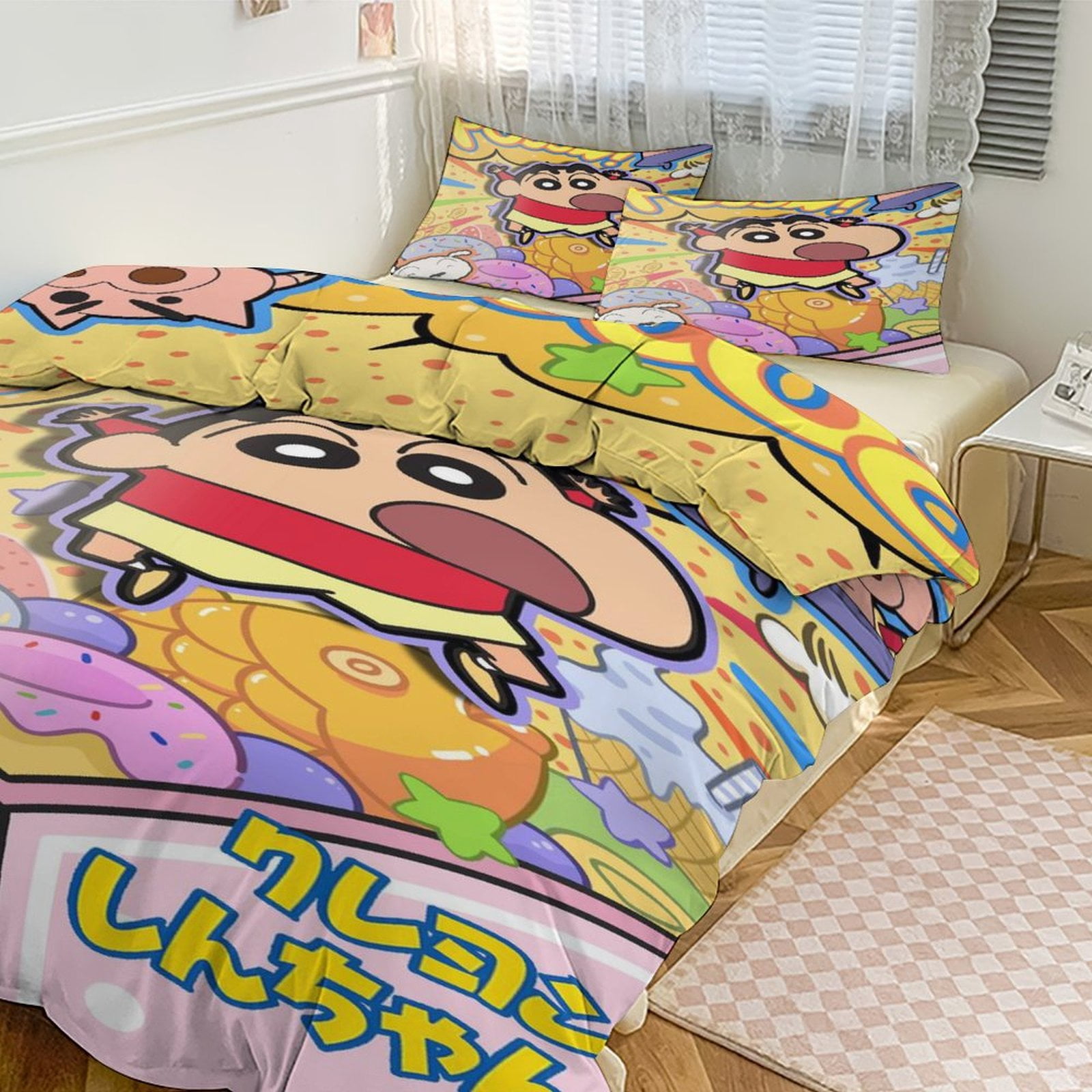 Cray-on Shin-chan Bedding Set Anime Three-piece for Boys Girls Teens ...