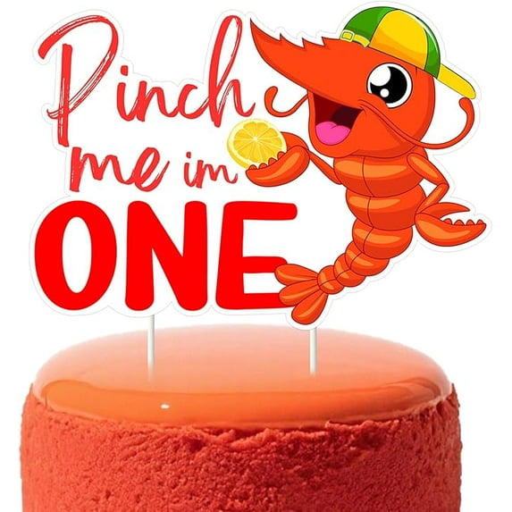 Crayfish Birthday Cake Topper Pinch Me I'm One Crawfish Lobster 1st ...