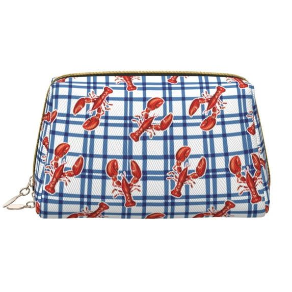 Crayfish Plaid Makeup Bag, Large Capacity Cosmetic Bag Portable ...