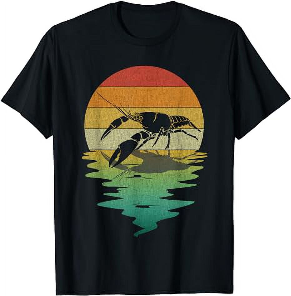 Crayfish Sunset Retro Vintage 70s Crawfish Nature Lover T-Shirt ...