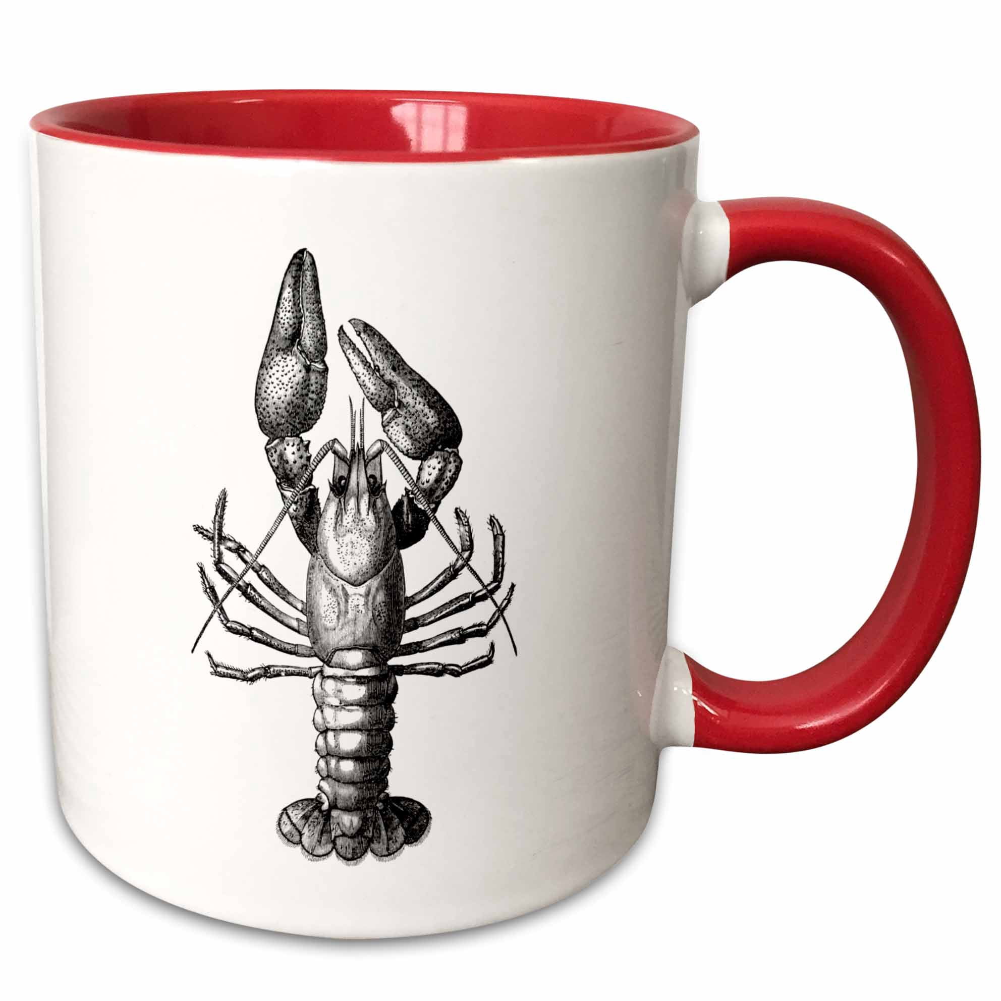 Crayfish vintage illustration. Black and white lobster-like crustacean ...