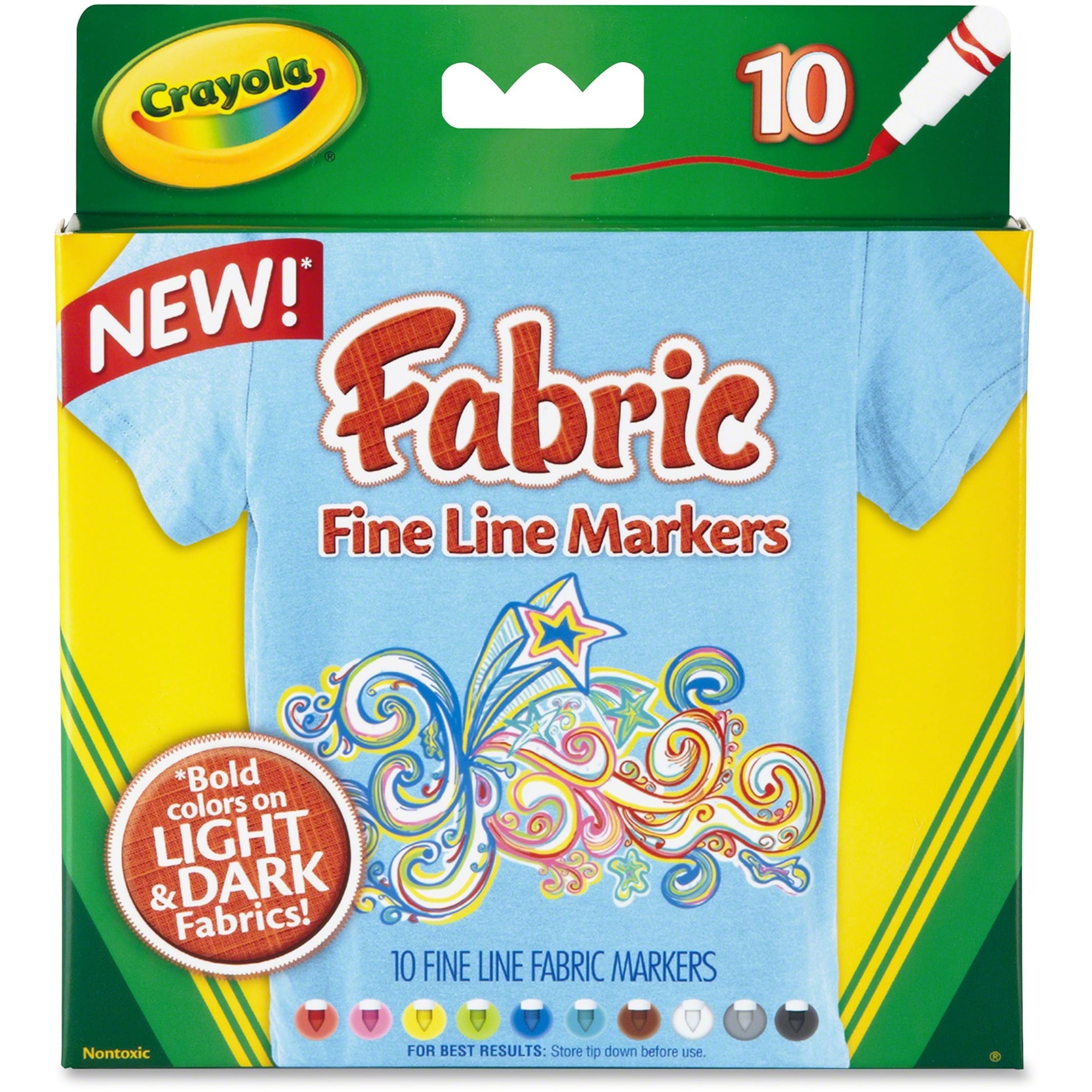 Crayola Washable Fine Line Fabric Markers for Kids, Fine Tip, Assorted ...