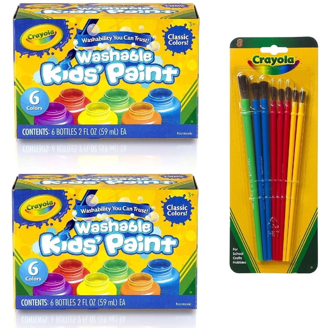Crayola 2 Pack Washable Kid's Paint (6 count each) with 8 ct. Art ...