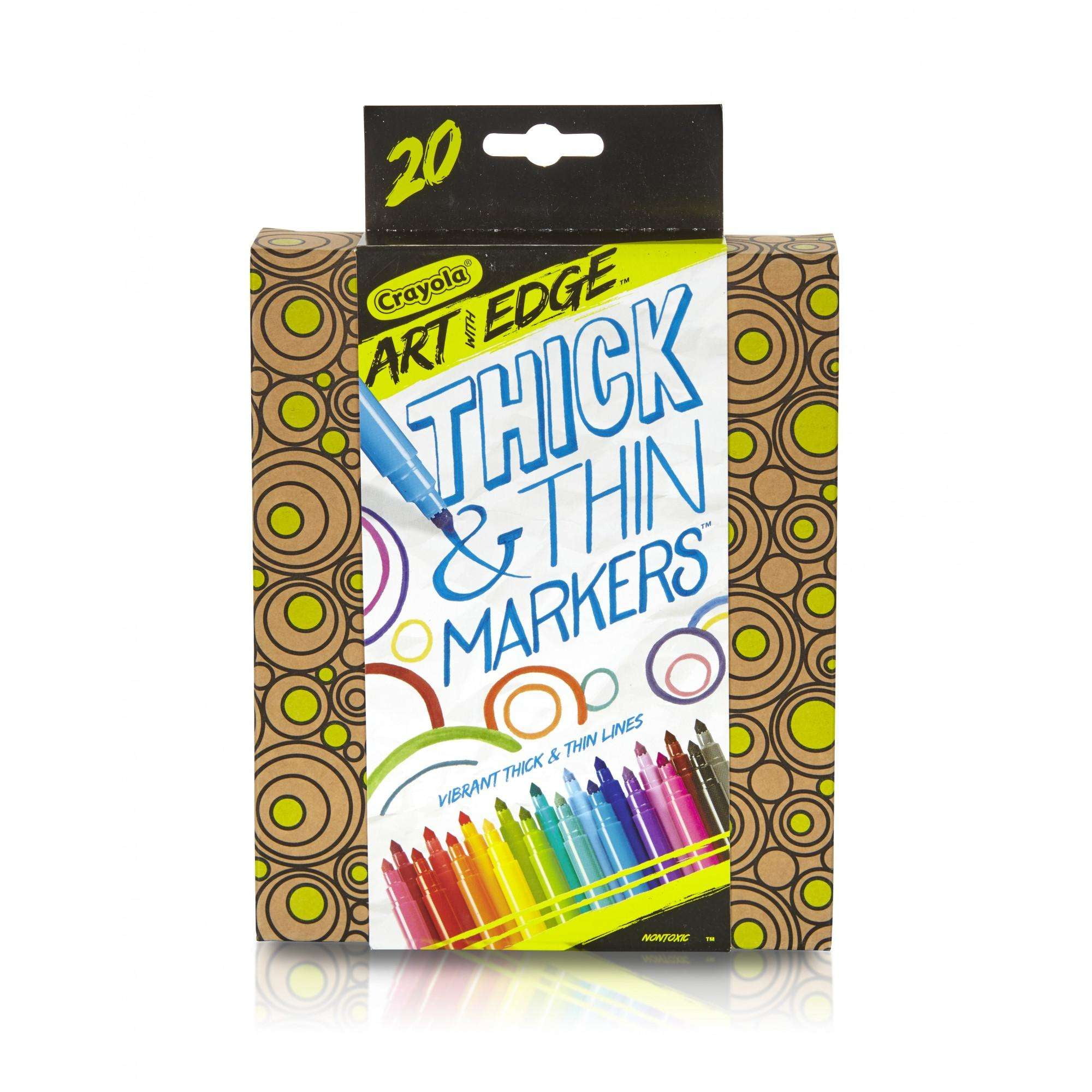 Crayola 20 Count Art With Edge Thick 'N Thin Markers, Aged Up Coloring ...