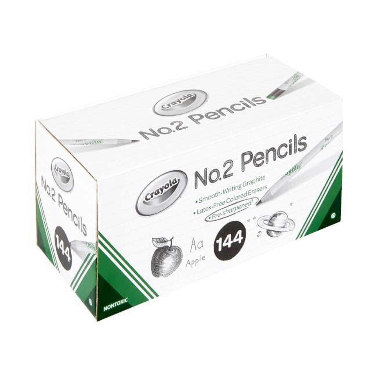 Crayola No 2 Pencils with Assorted Colored Erasers, Pack of 144 ...