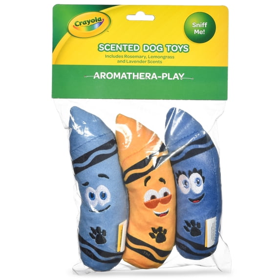 Crayola 6" Aromatherapy Yellow Purple Blue Crayon Plush Squeaker Pet ...