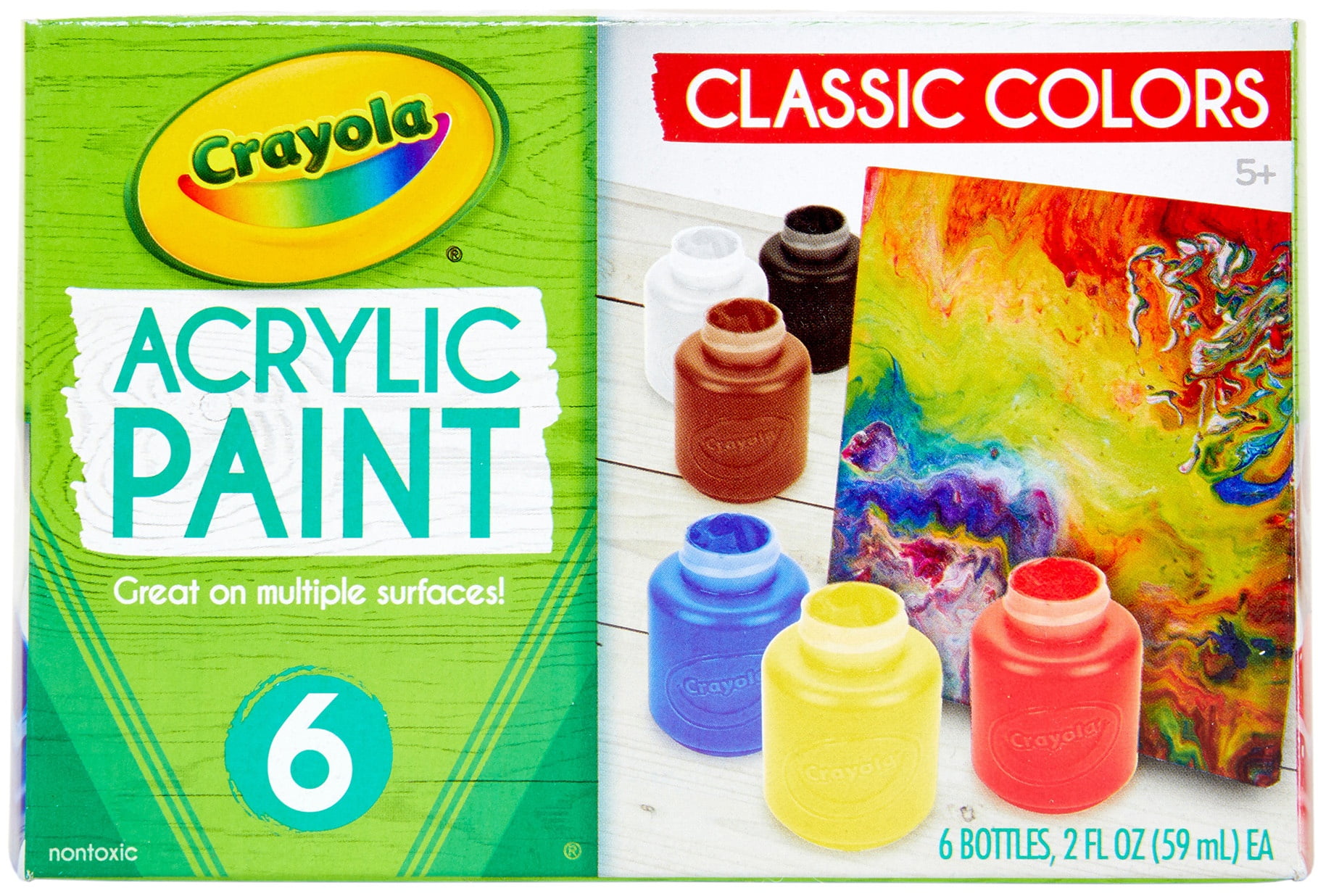 Crayola Acrylic Paint Set 2oz 6 Per Pkg - Walmart.com