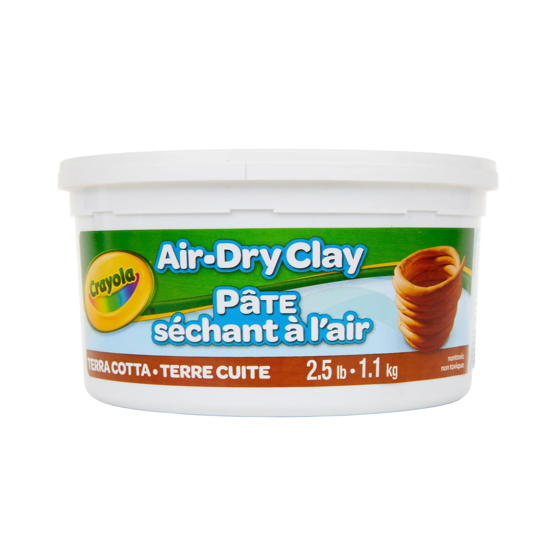 Crayola Air-Dry Clay Bucket, 2.5 lb., Terra-Cotta Clay, Gray Bucket ...