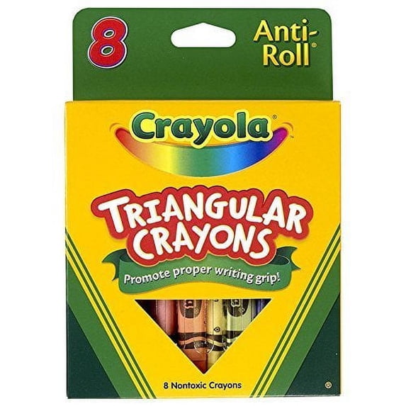 Crayola Anti-Roll Triangular Crayons, 8 Large Bold Assorted Colors for ...