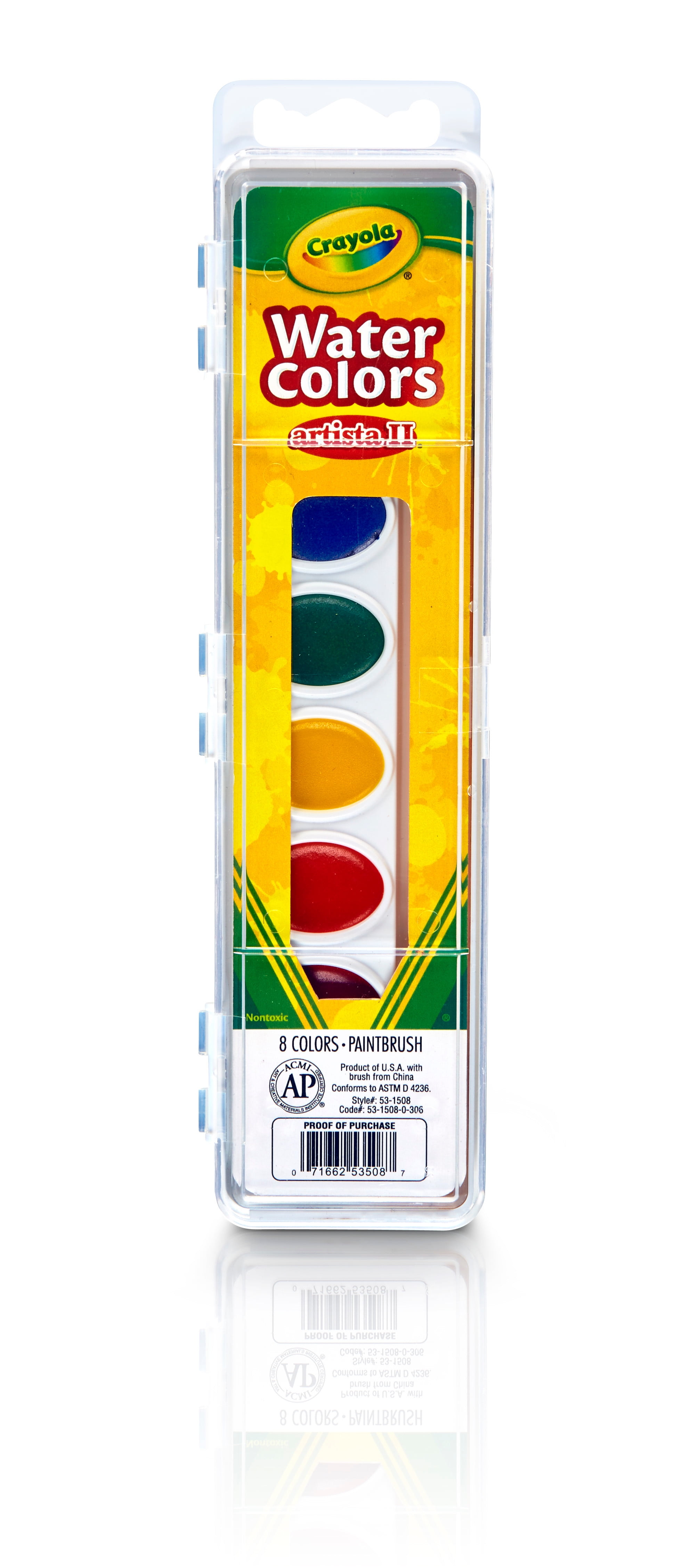 Crayola, Watercolor Paint Set, 8 Colors, Oval Pans with Brush - Walmart.com
