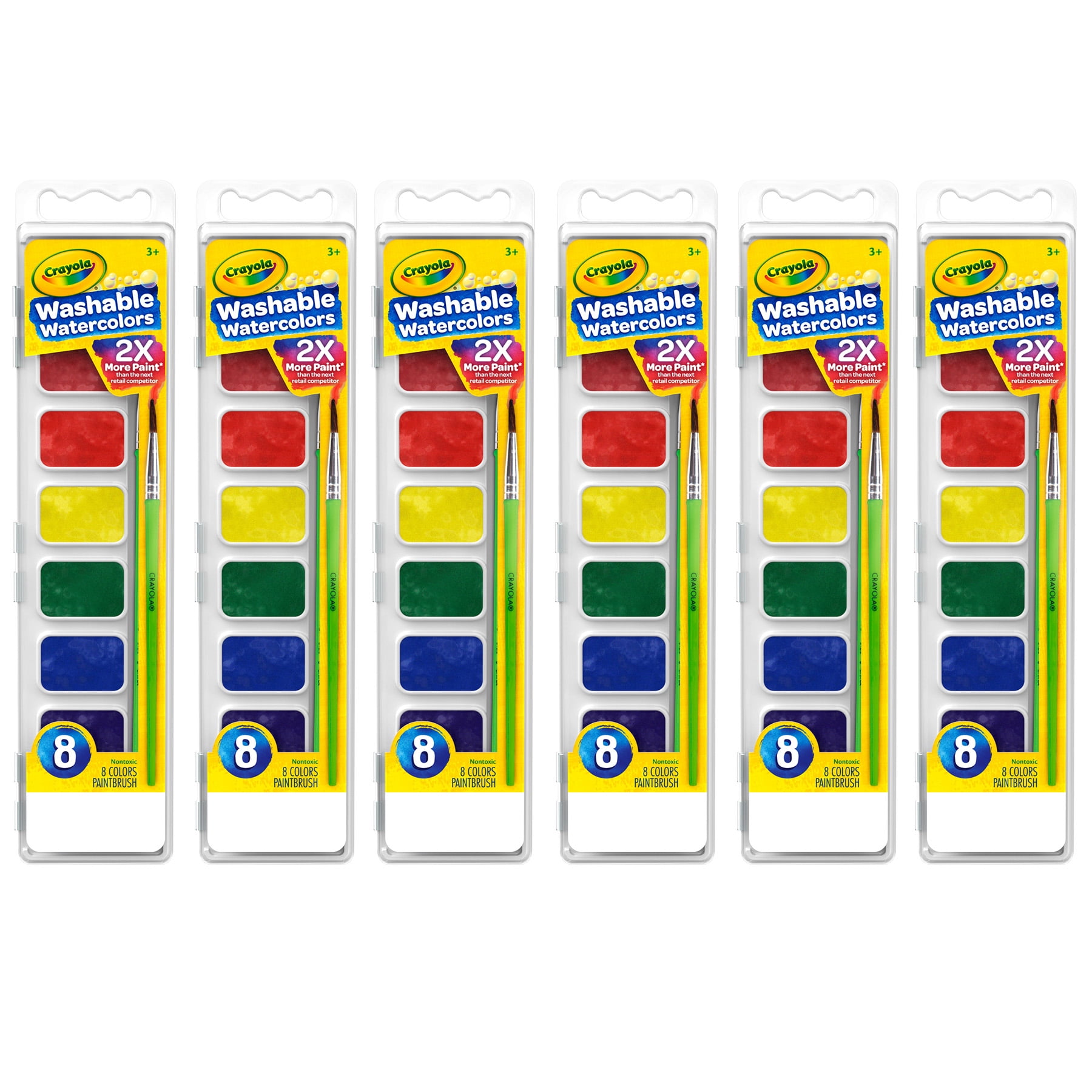 Crayola Semi-Moist Washable Watercolor Set, 8 Colors Per Set, 6 Sets ...