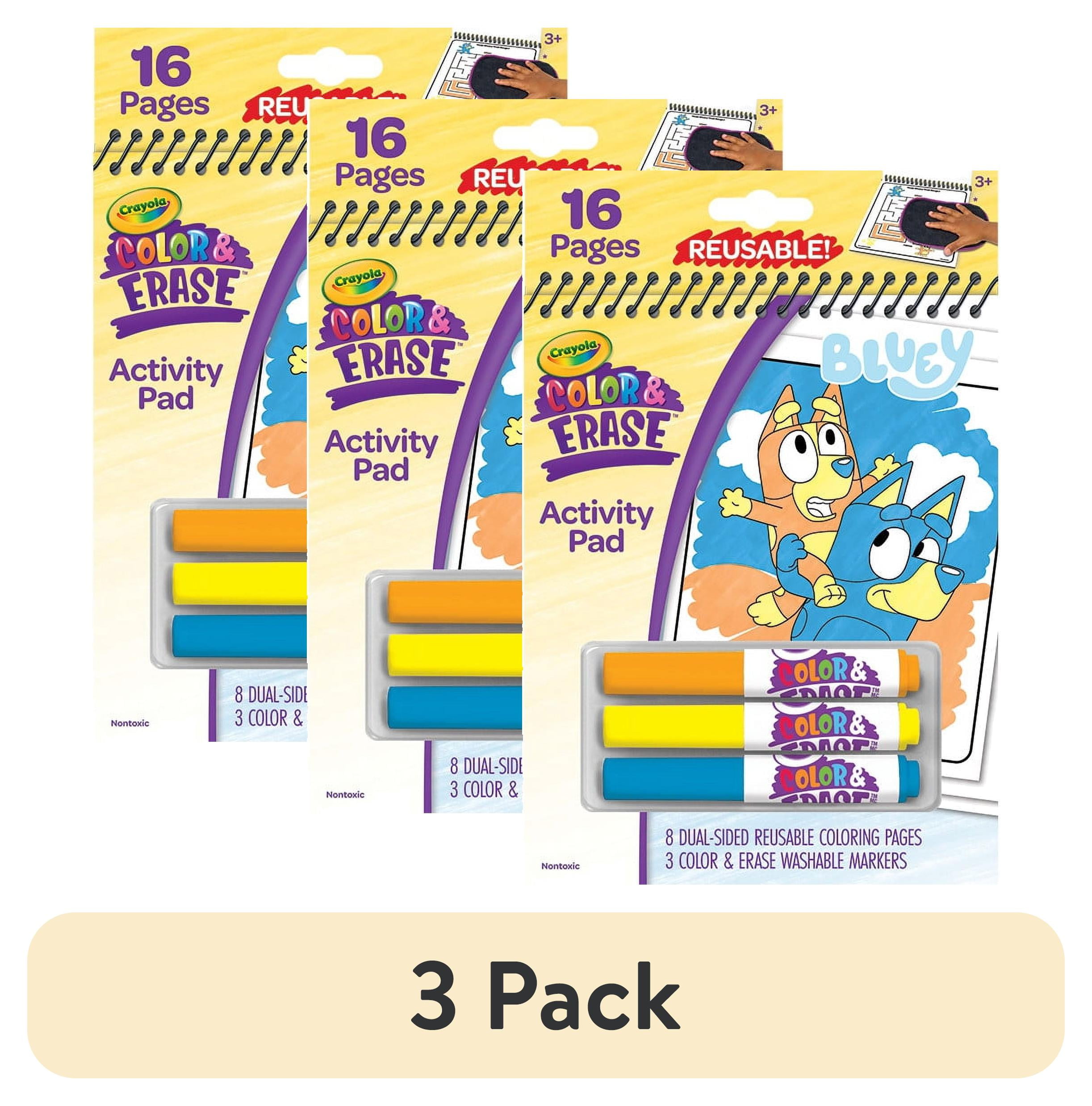 (3 pack) Crayola Bluey Color and Erase Reusable Activity Pad, Toddler ...