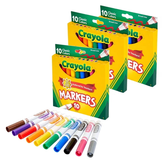 Crayola Broad Line Markers, 10 Classic Colors, Solar Power Made ...