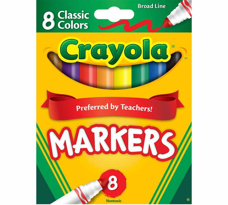 Crayola Broad Line Markers - Classic Colors, 8 Count, 1 Pack of 5 Piece ...