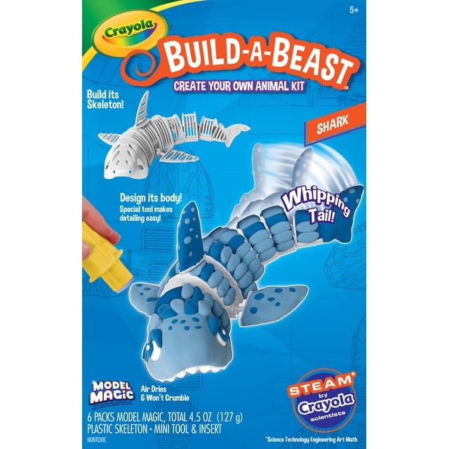 Crayola Build-a-Beast Model Magic Kit for Shark Beginner Boys and girls ...