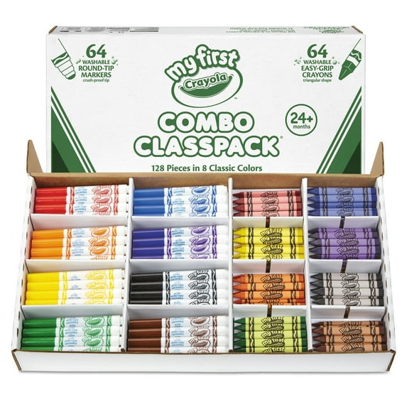 Crayola Bulk Pack Crayons and Ultra Clean Washable Markers, 128 Count ...