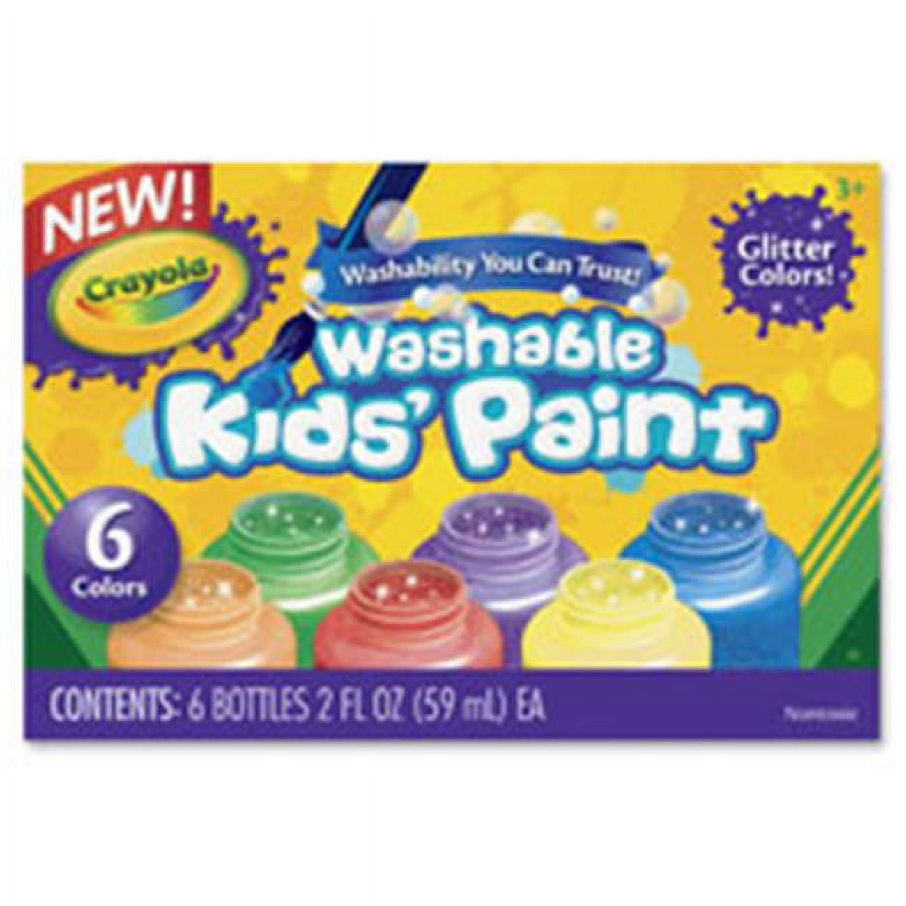 Crayola CYO542400 6-Color Glitter Washable Kids Paint- 6 Per Set ...