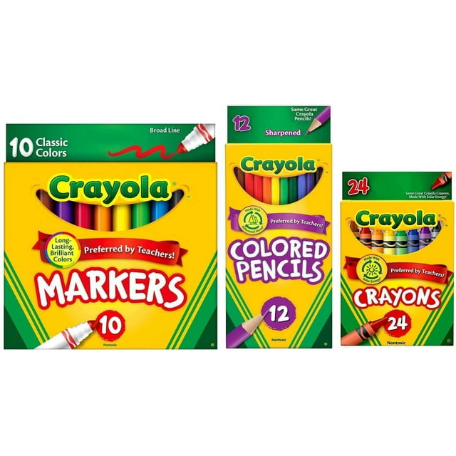 Crayola Classic Bundle: 3 Items - Crayons, Markers, Colored Pencils ...