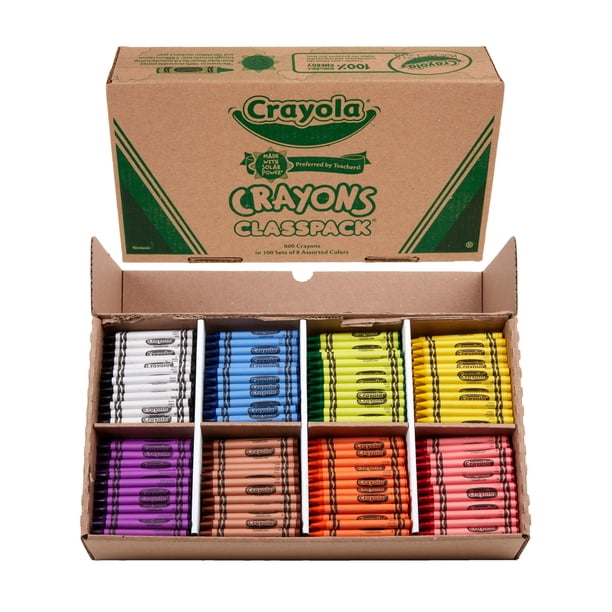 Crayola Standard Crayon Classroom Pack, 8 Assorted Colors, Set of 800 ...