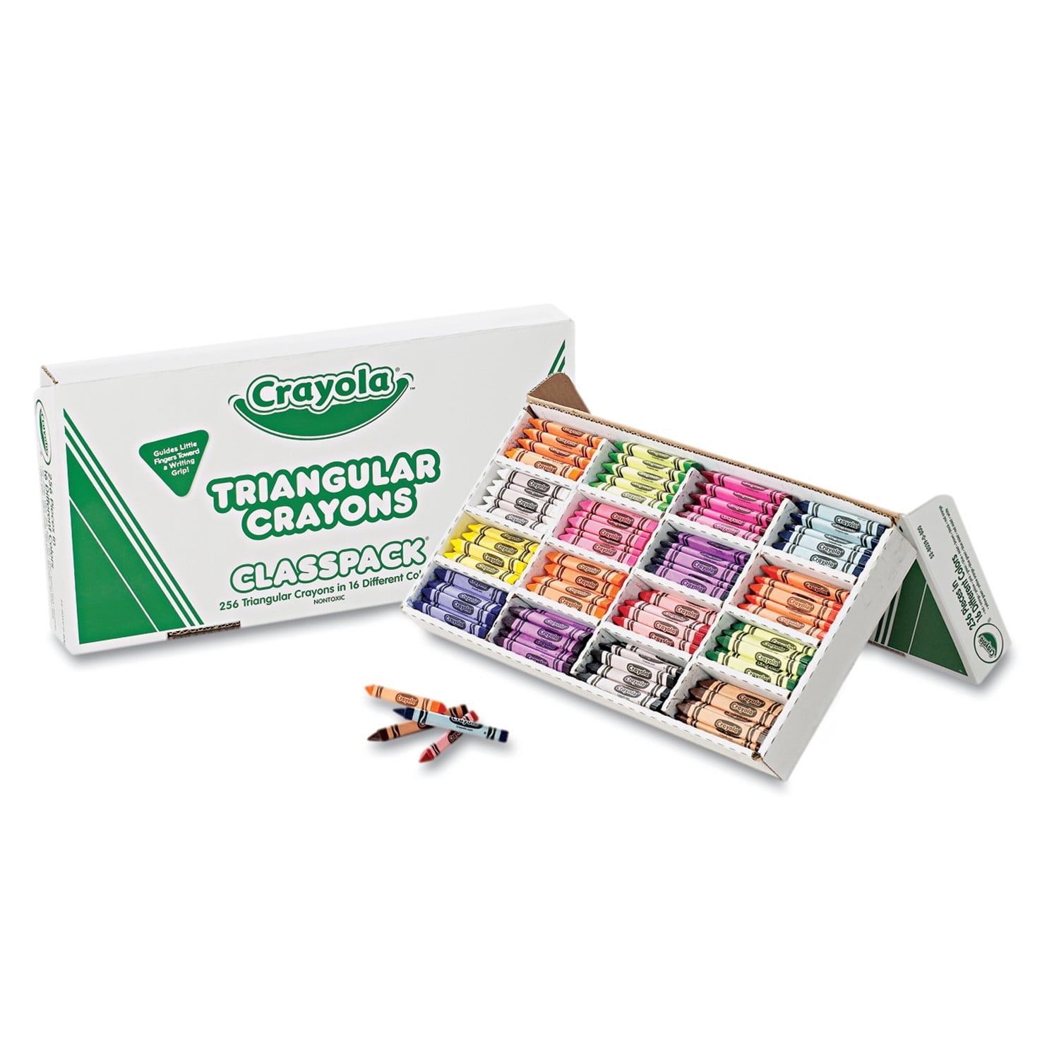 Crayola Bulk Pack Triangular Shaped Crayons, 16 Colors, 256-Count ...