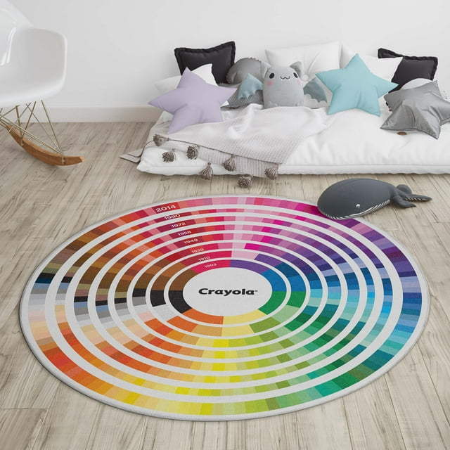 Crayola Color Wheel Multicolor Round Rug - Washable - Walmart.com