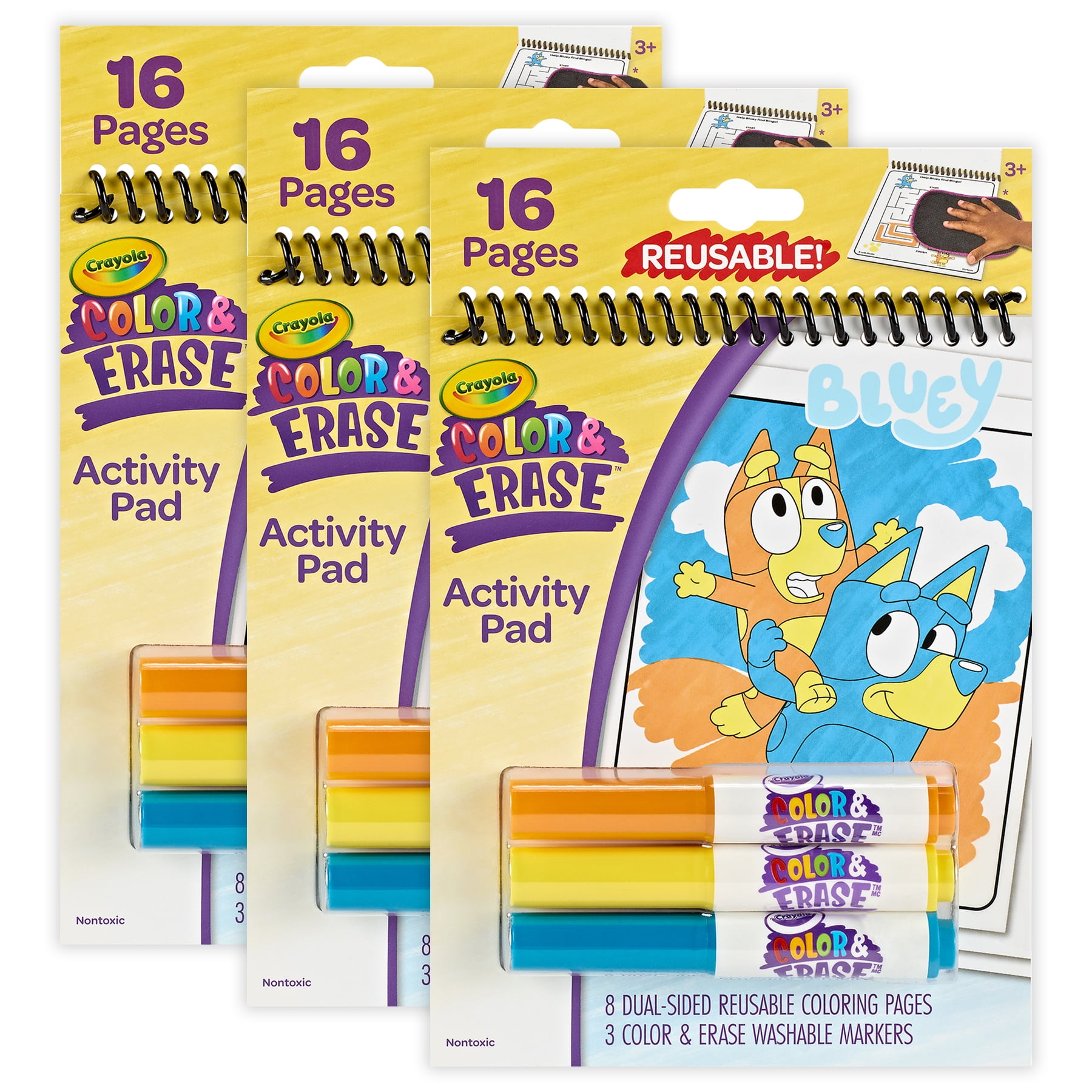 Crayola Color & Erase Reusable Activity Pad, Bluey, Pack of 3 - Walmart.com