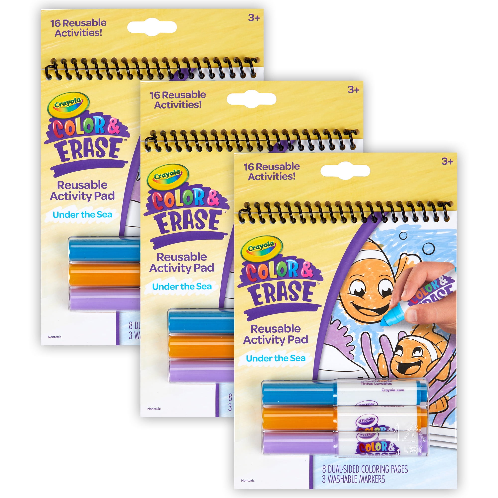 Crayola Color & Erase Reusable Activity Pad, Under The Sea, Pack of 3 ...