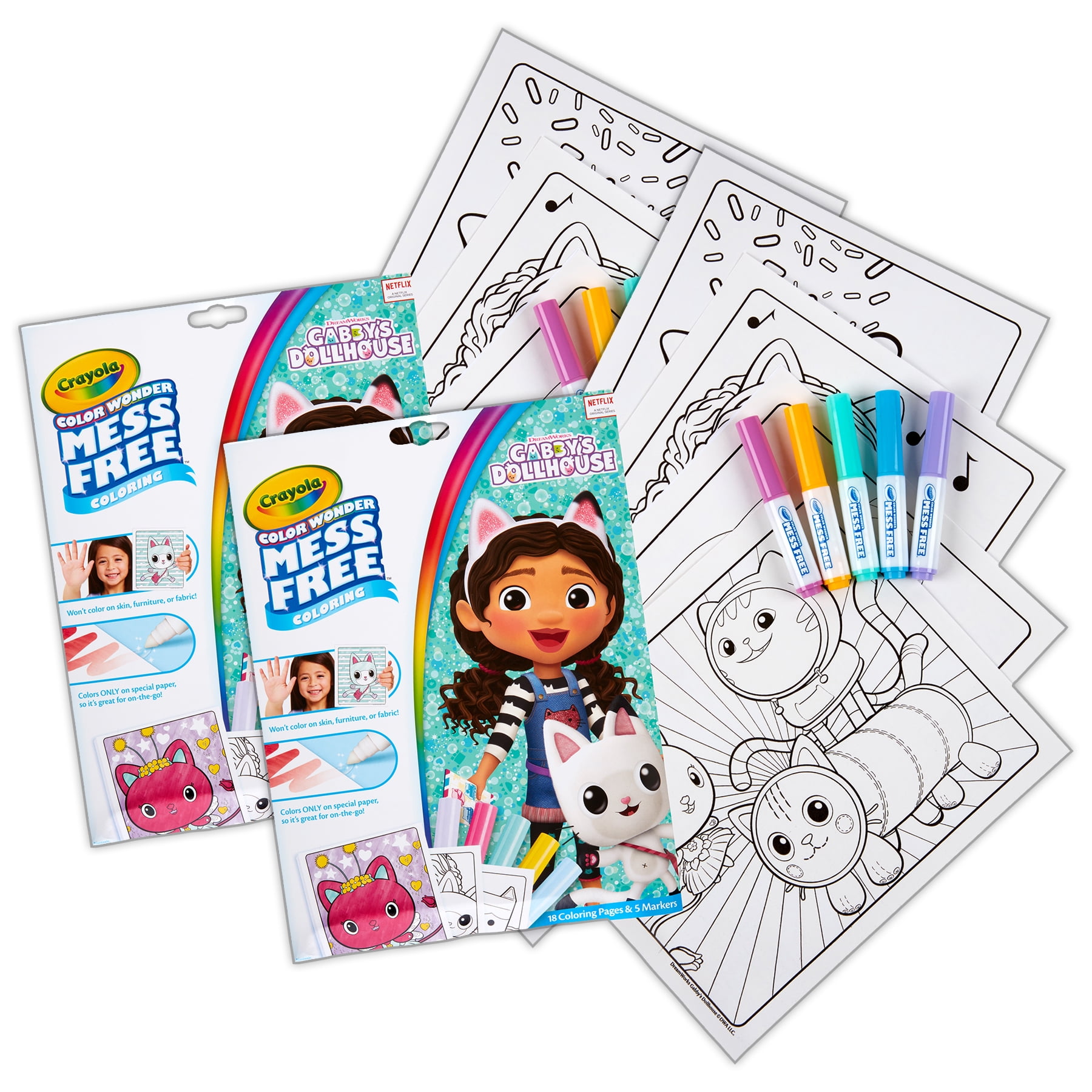 Crayola Color Wonder Coloring Pad & Markers, Gabby's Dollhouse, 2 Sets ...