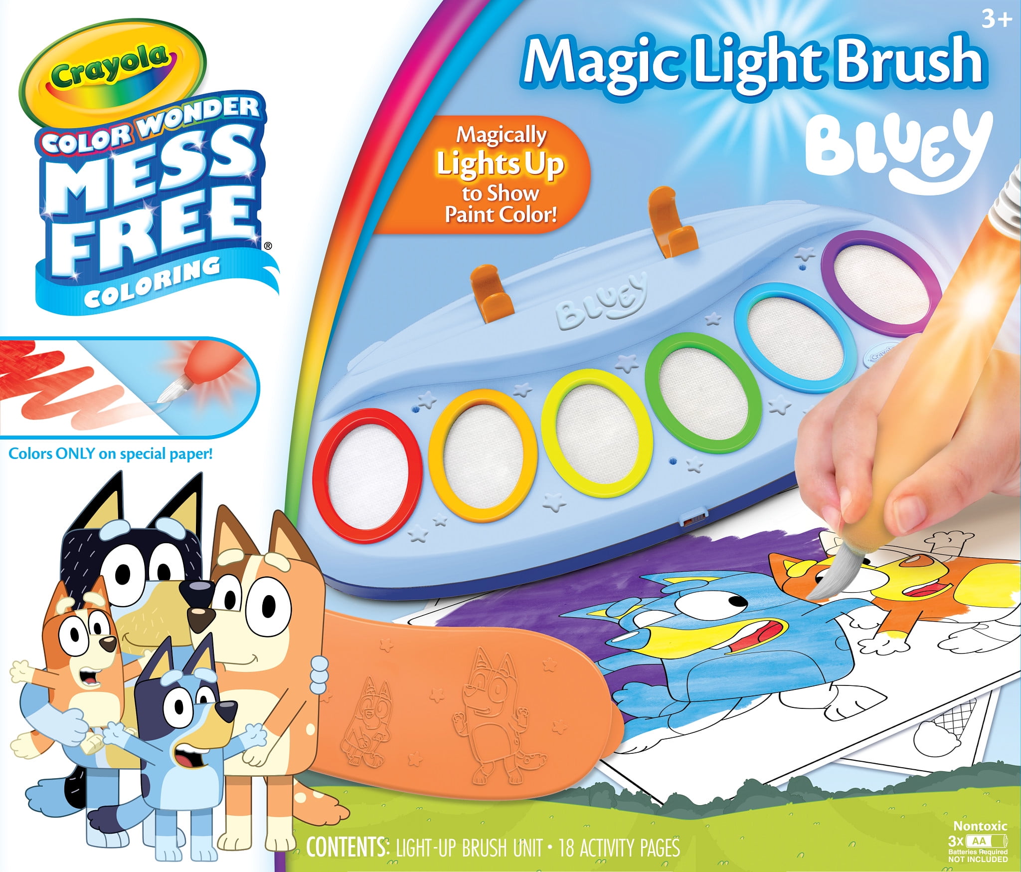 Crayola Color Wonder Bluey Magic Light Brush, Mess Free Kids Painting ...