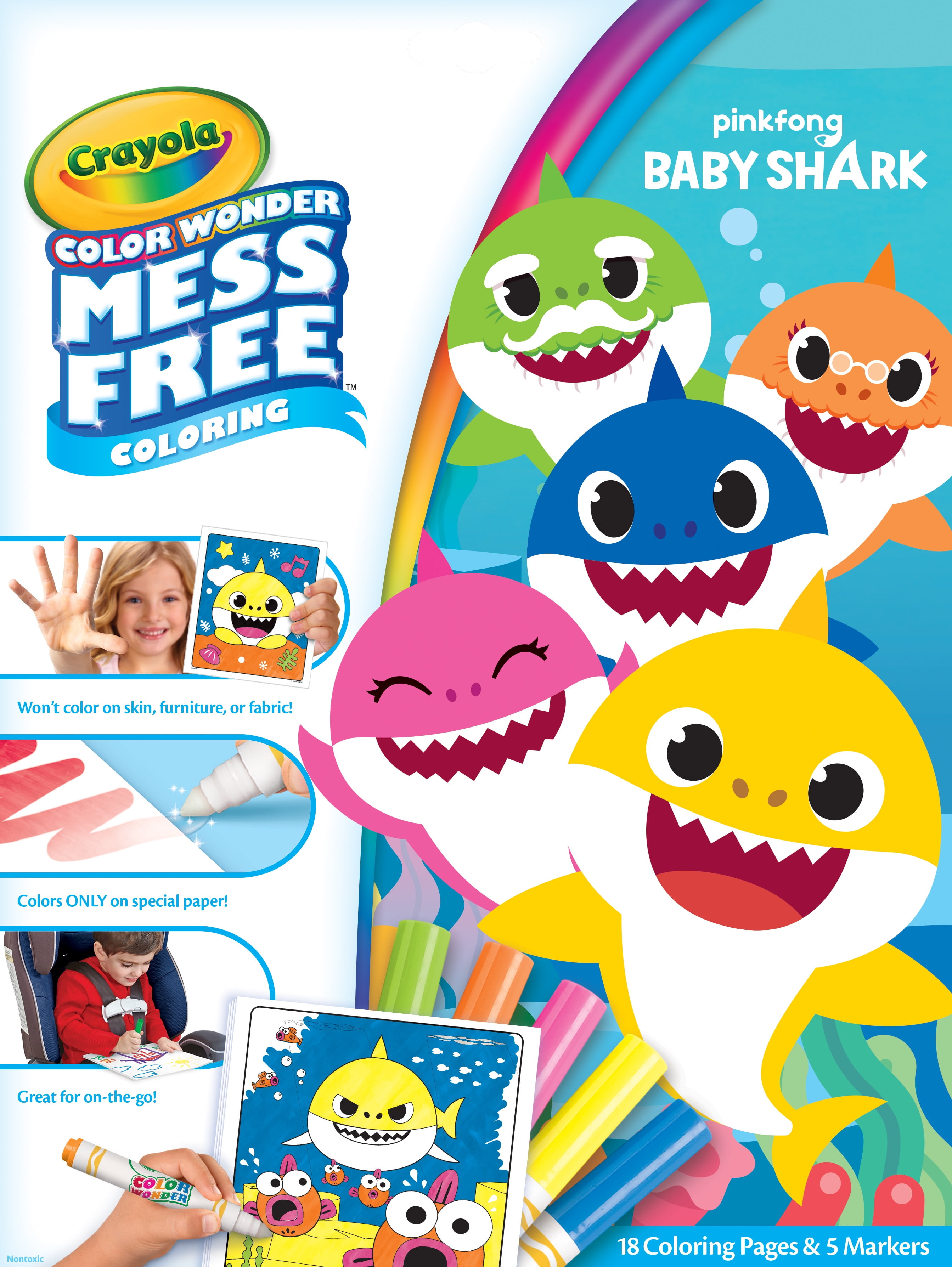 Crayola Color Wonder Mess Free Baby Shark Coloring Set, Toddler School ...