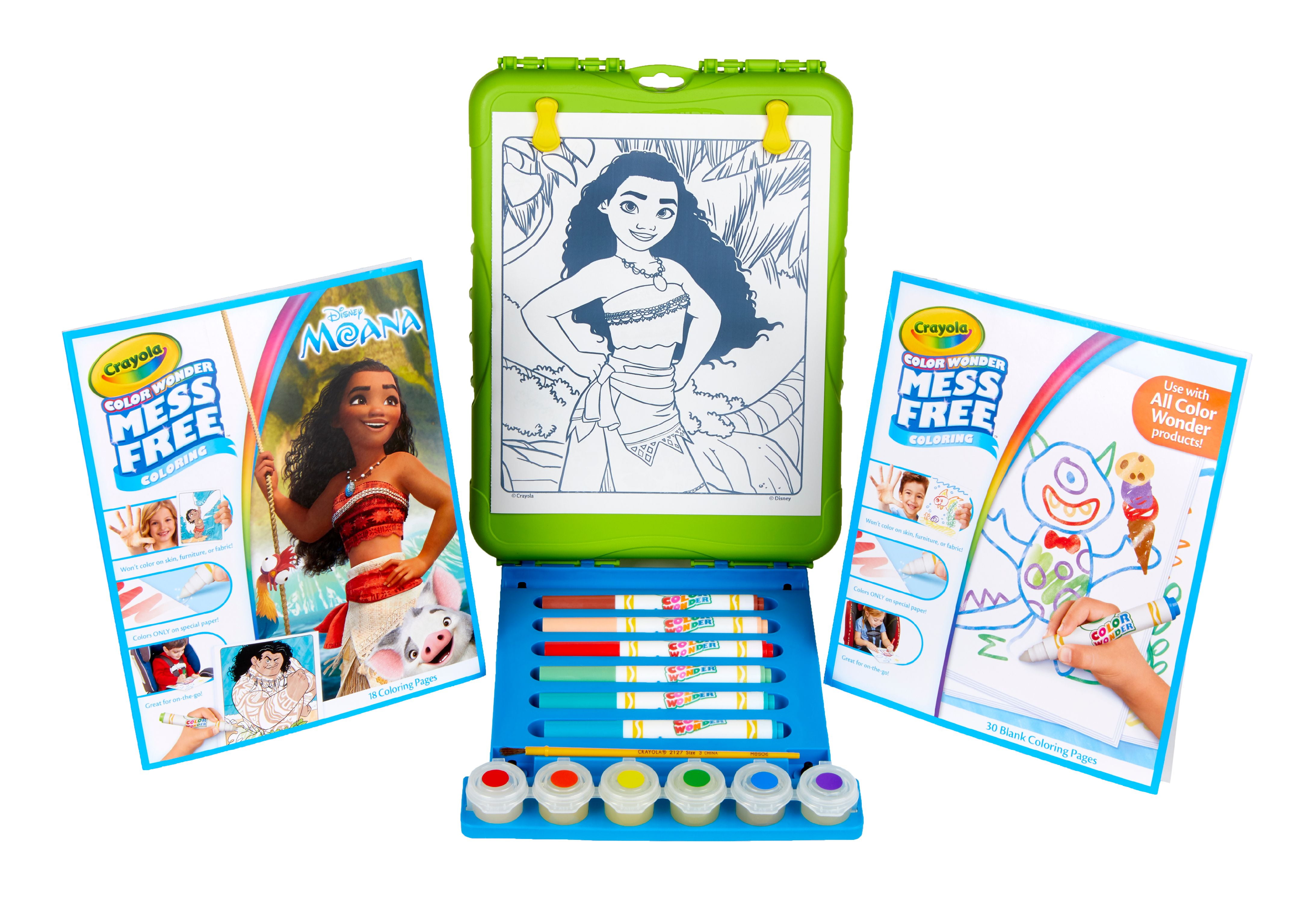 Crayola Moana Travel Easel Set: 30 Bonus Pages, Full Size Markers and ...