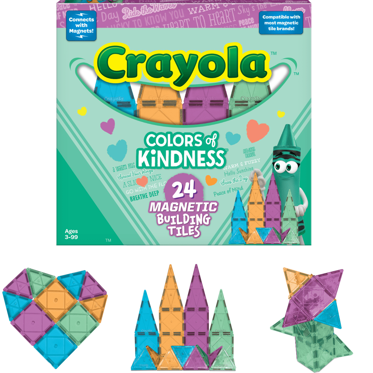 Crayola Colors of Kindness Magnetic Tiles 24-Piece Set - Walmart.com