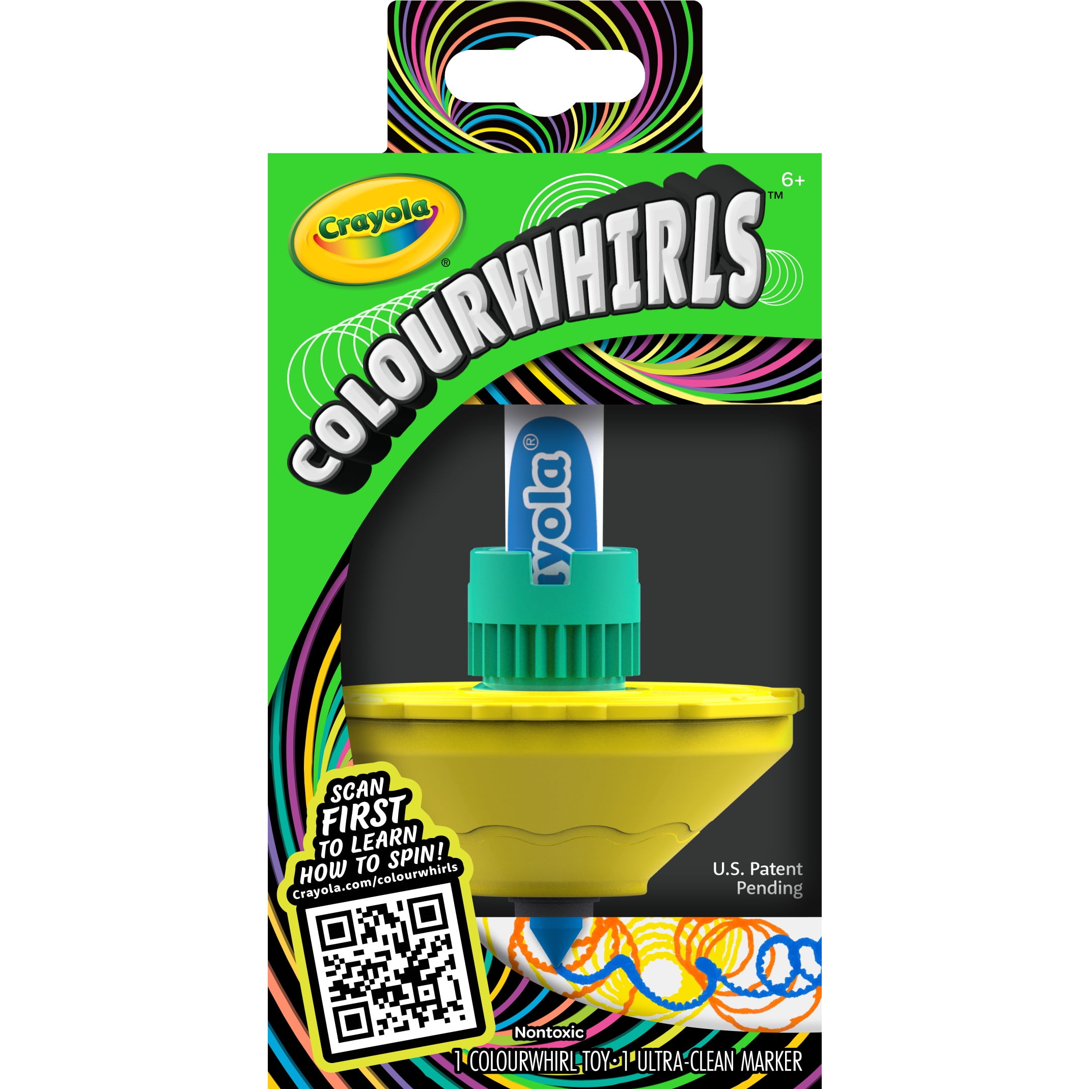 Crayola Colourwhirls, 1 Ct Neon, Spin Art Toy with Washable Marker ...