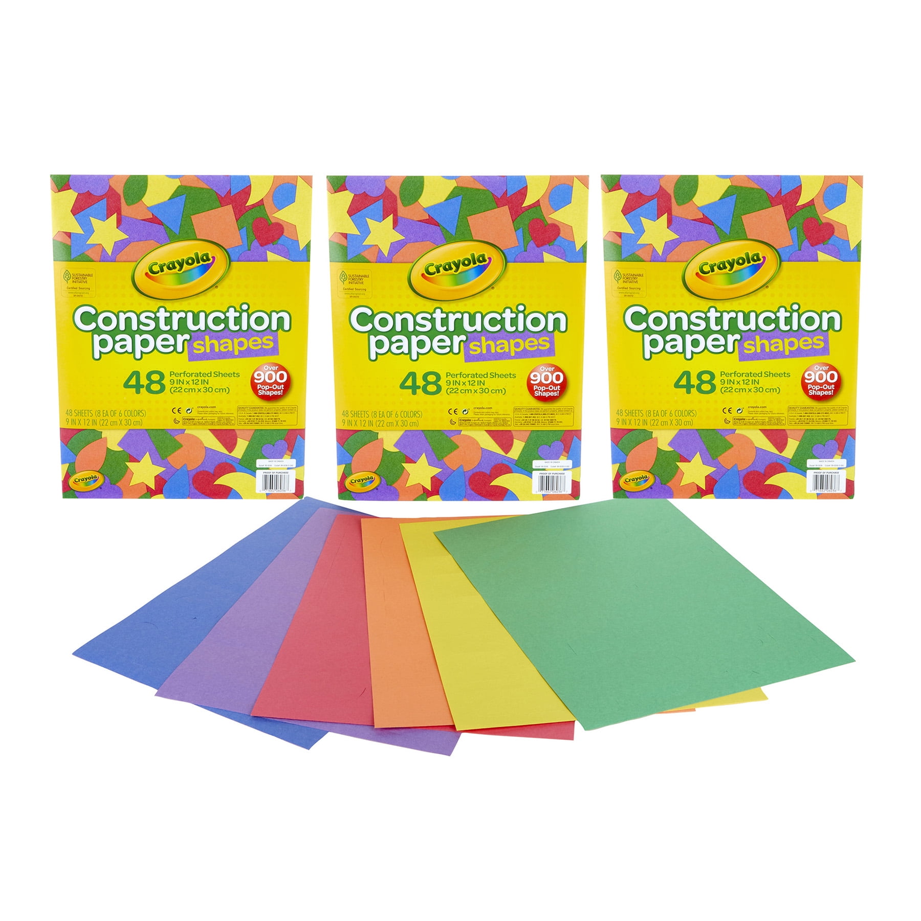 Crayola Construction Paper Shapes, 48 Perforated Sheets Per Pack, 3 ...