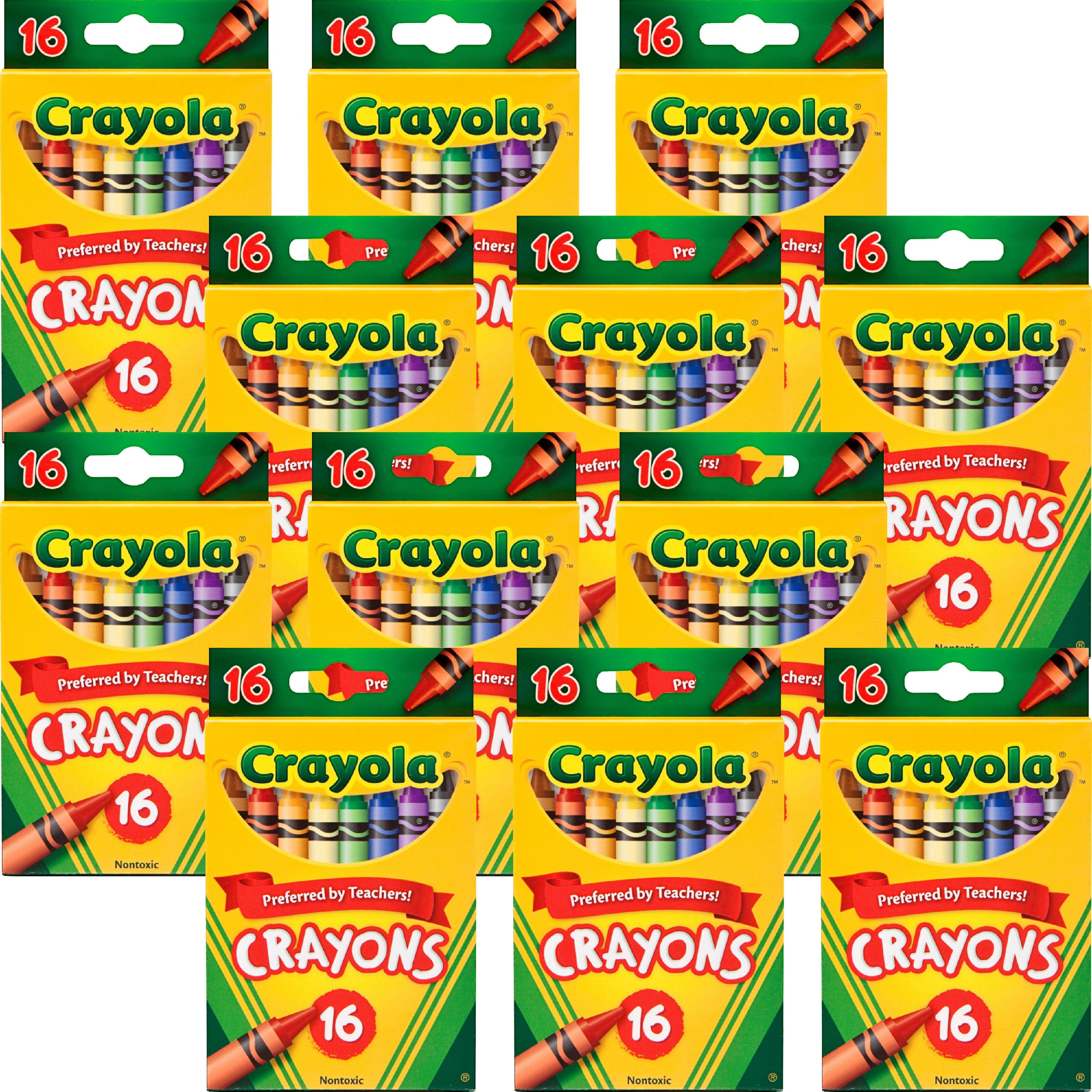 Crayola Crayons 16 Count, Assorted Colors, Multipack of 12 - Non-Toxic ...