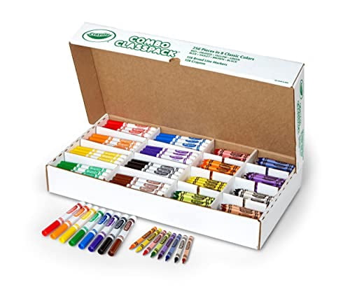 Crayola Crayons and Markers Combo Classpack, 256 Pieces in 8 Classic ...