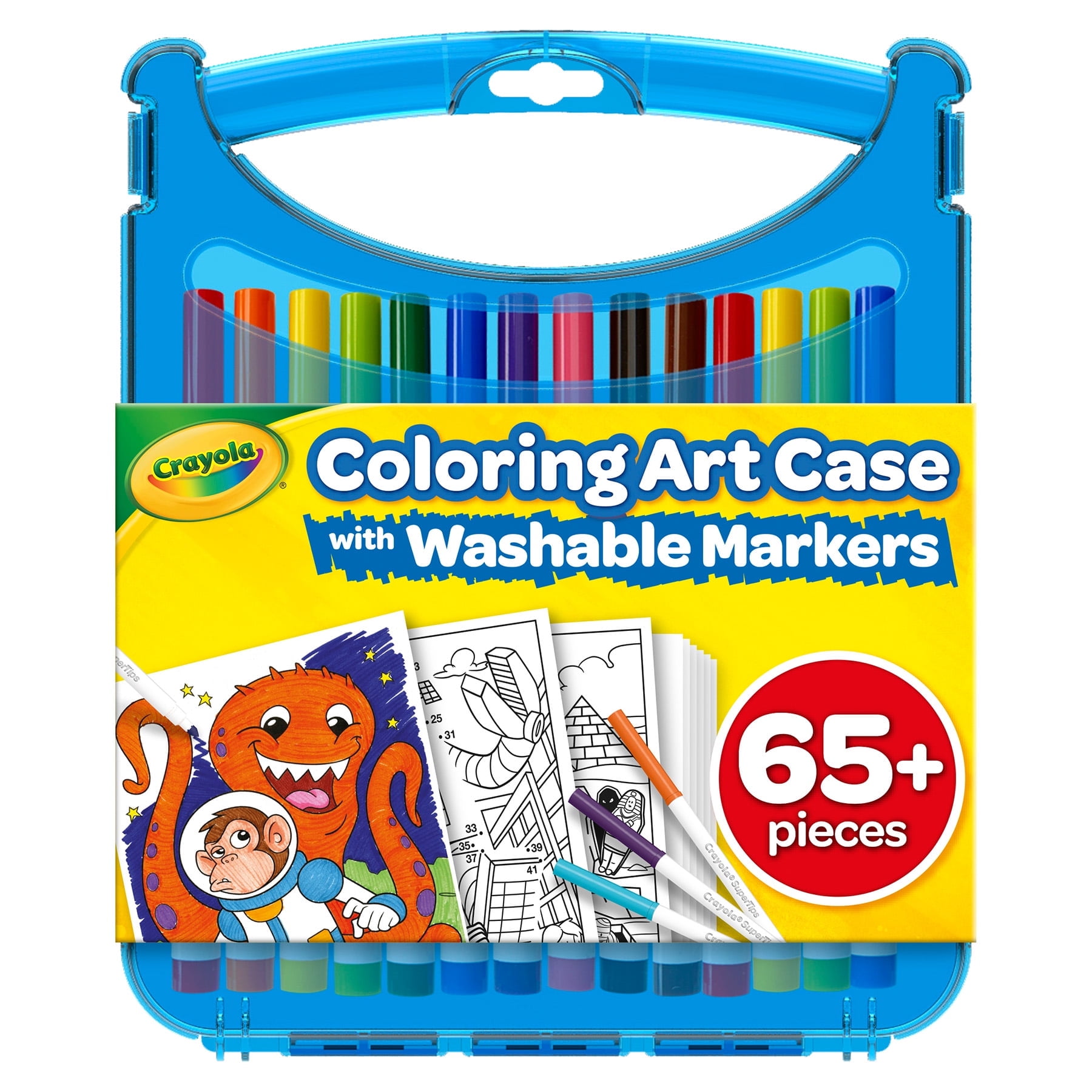 Crayola Create & Color Super Tips Marker Kit, 25 Ct Markers, Arts & Crafts, 40 Pgs, Storage Case ...