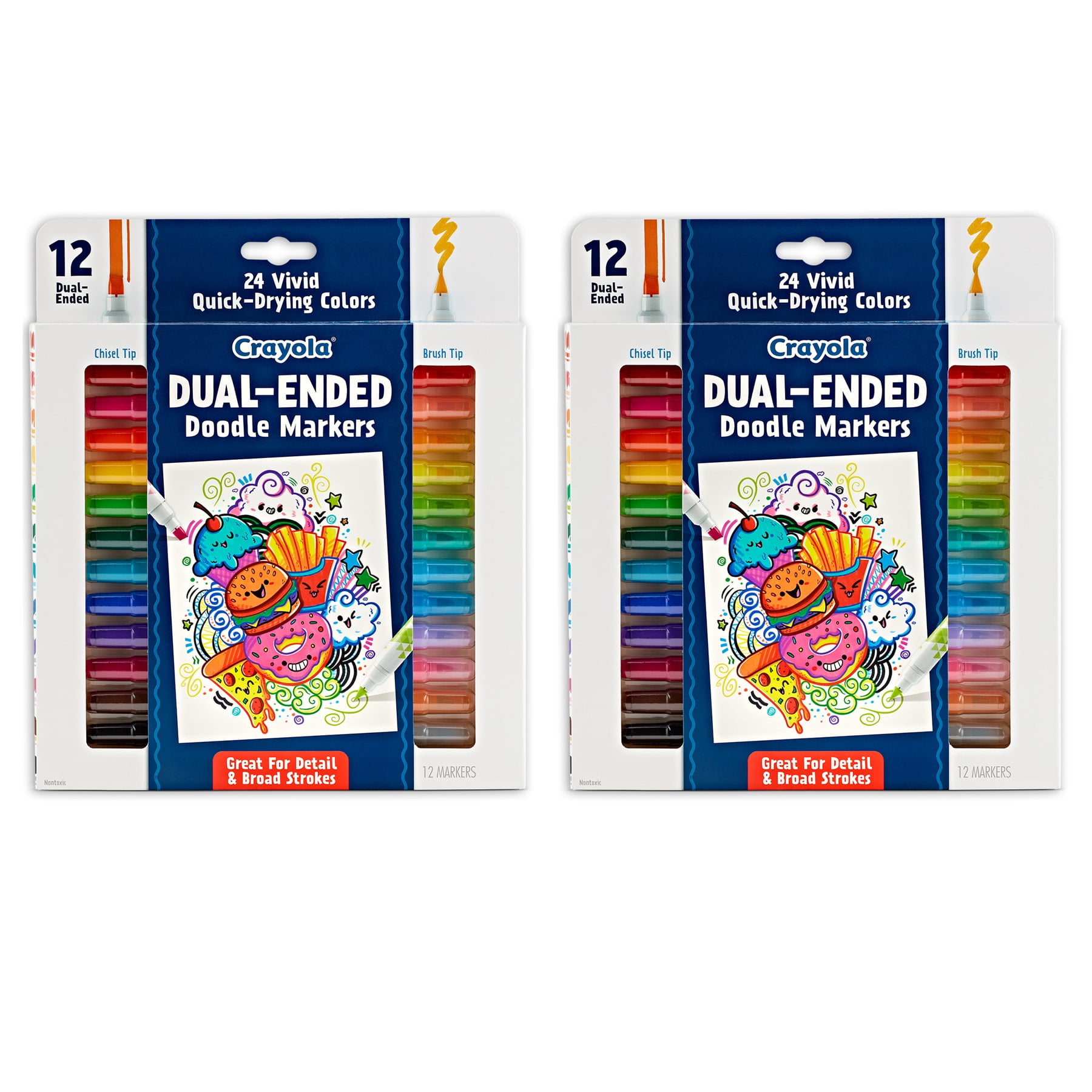 Crayola Doodle & Draw Dual-Ended Doodle Marker, 12 Per Pack, 2 Packs ...