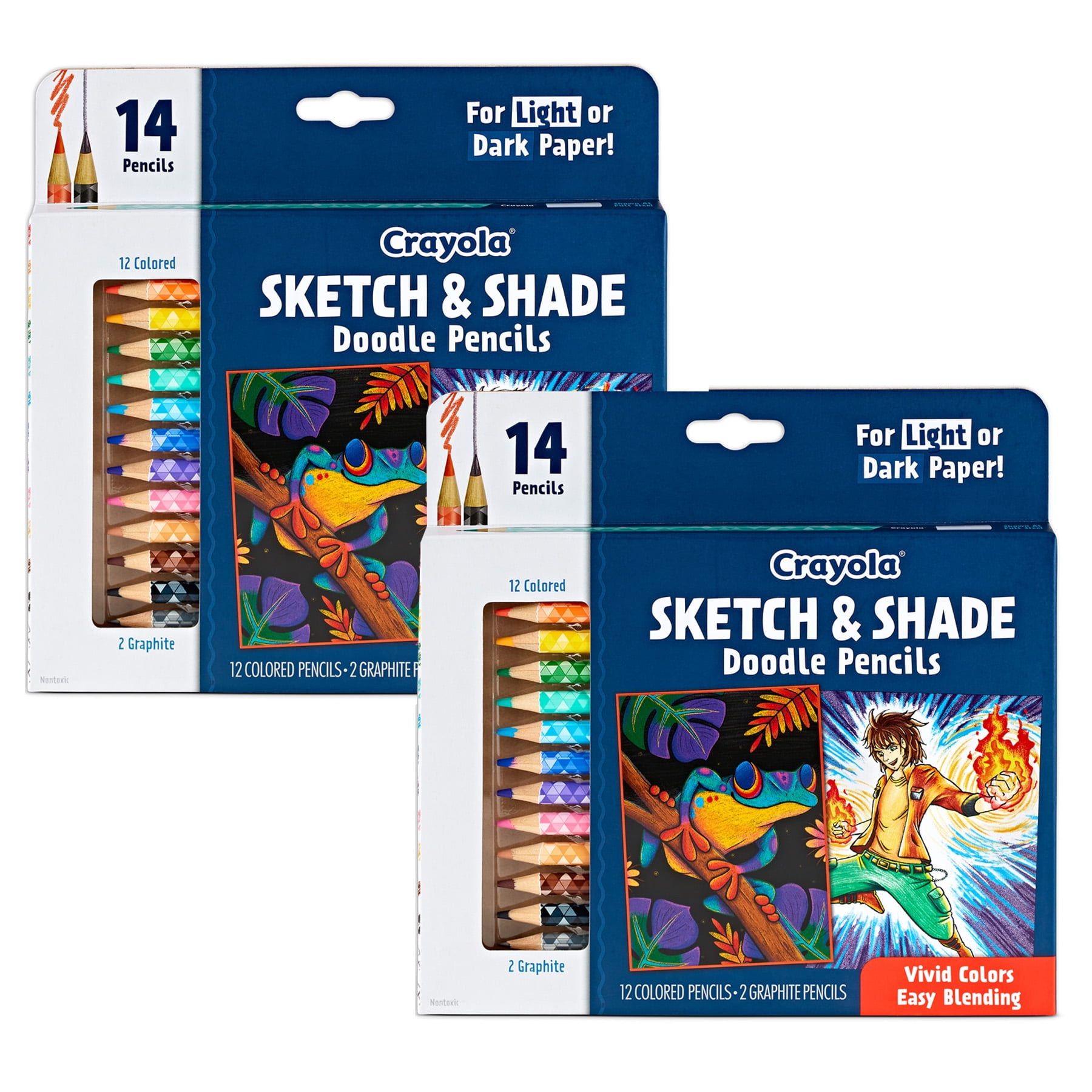 Crayola Doodle & Draw Sketch & Shade Doodle Pencil, 14 Per Pack, 2 ...