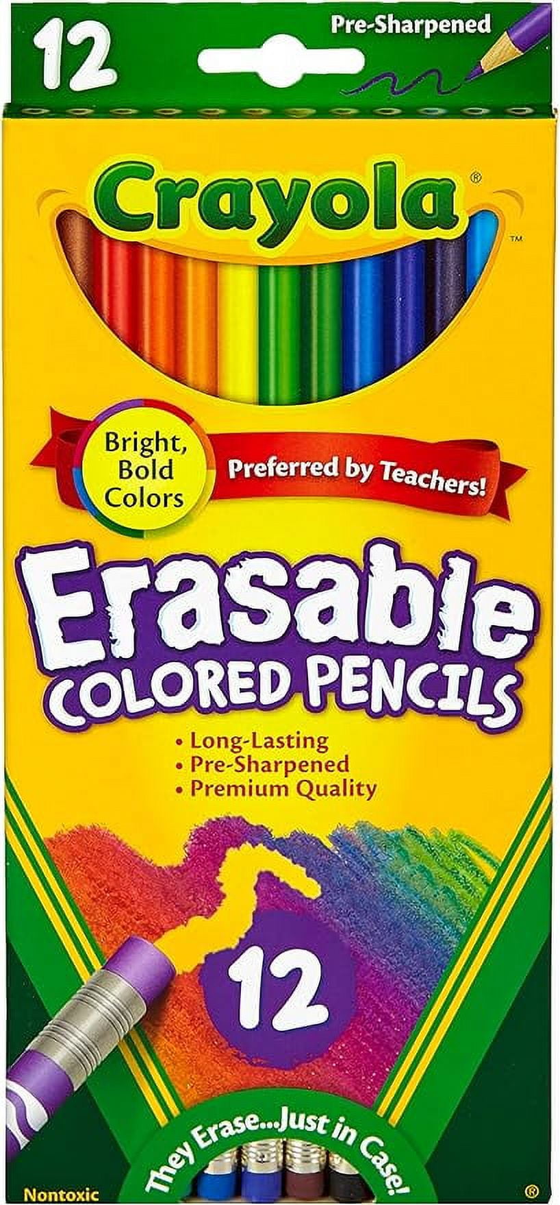 Crayola Erasable Colored Pencils, 12 Pieces, Vibrant Colors, Smooth ...