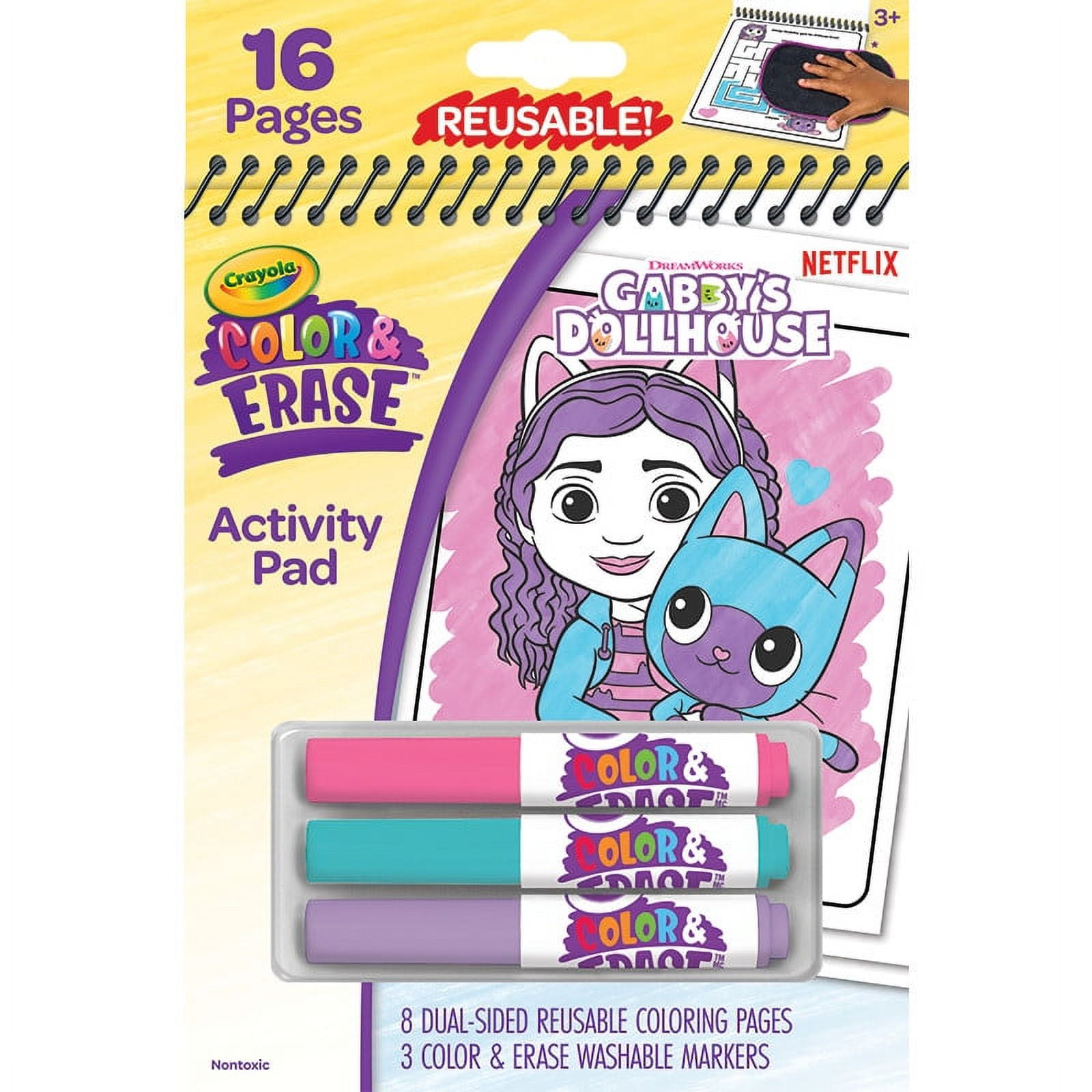 Crayola Gabby's Dollhouse Color & Erase Activity Pad, 8 Color & Erase ...