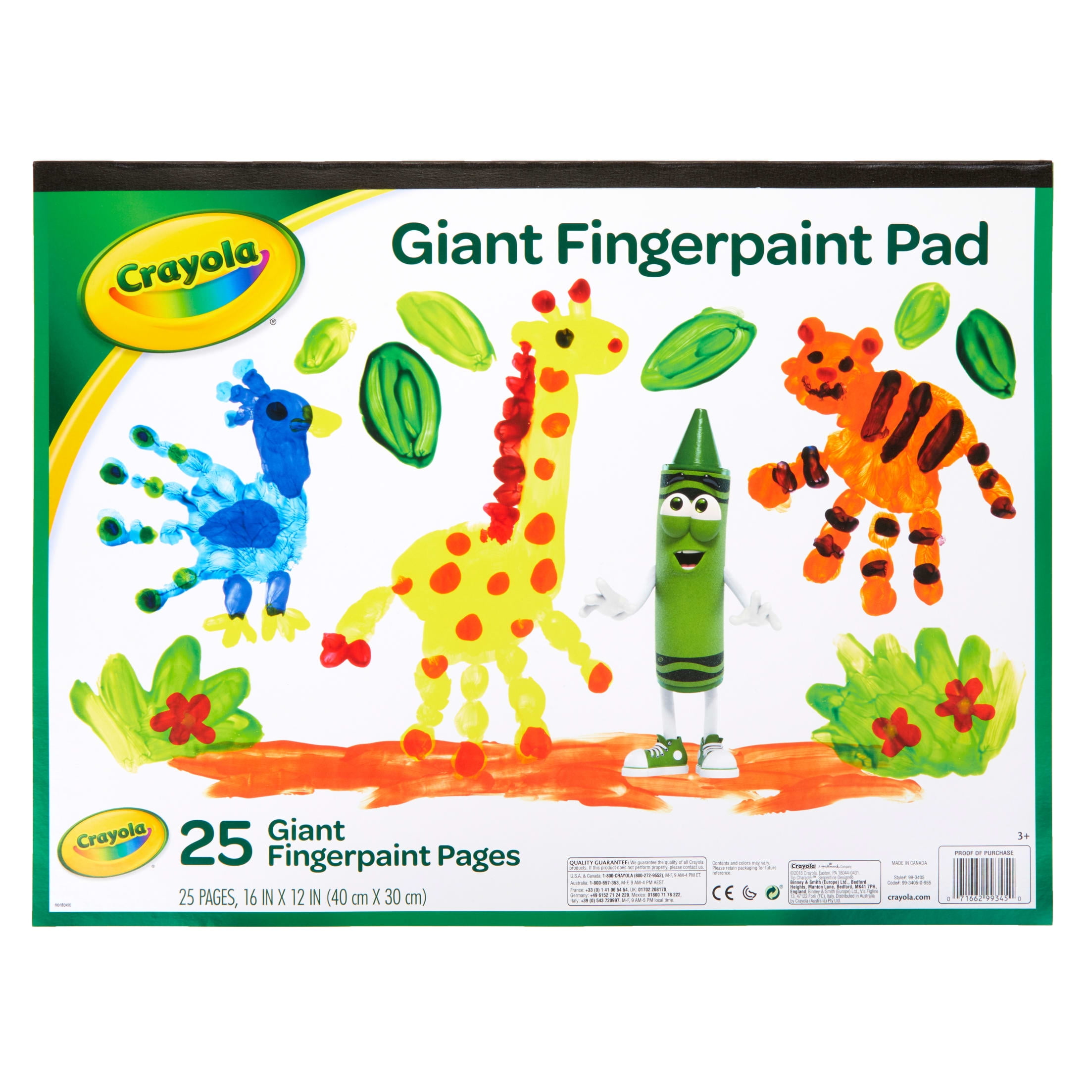 Crayola Giant Art Fingerpaint Pad, 16x12 Inches, 25 Sheets for Kids ...
