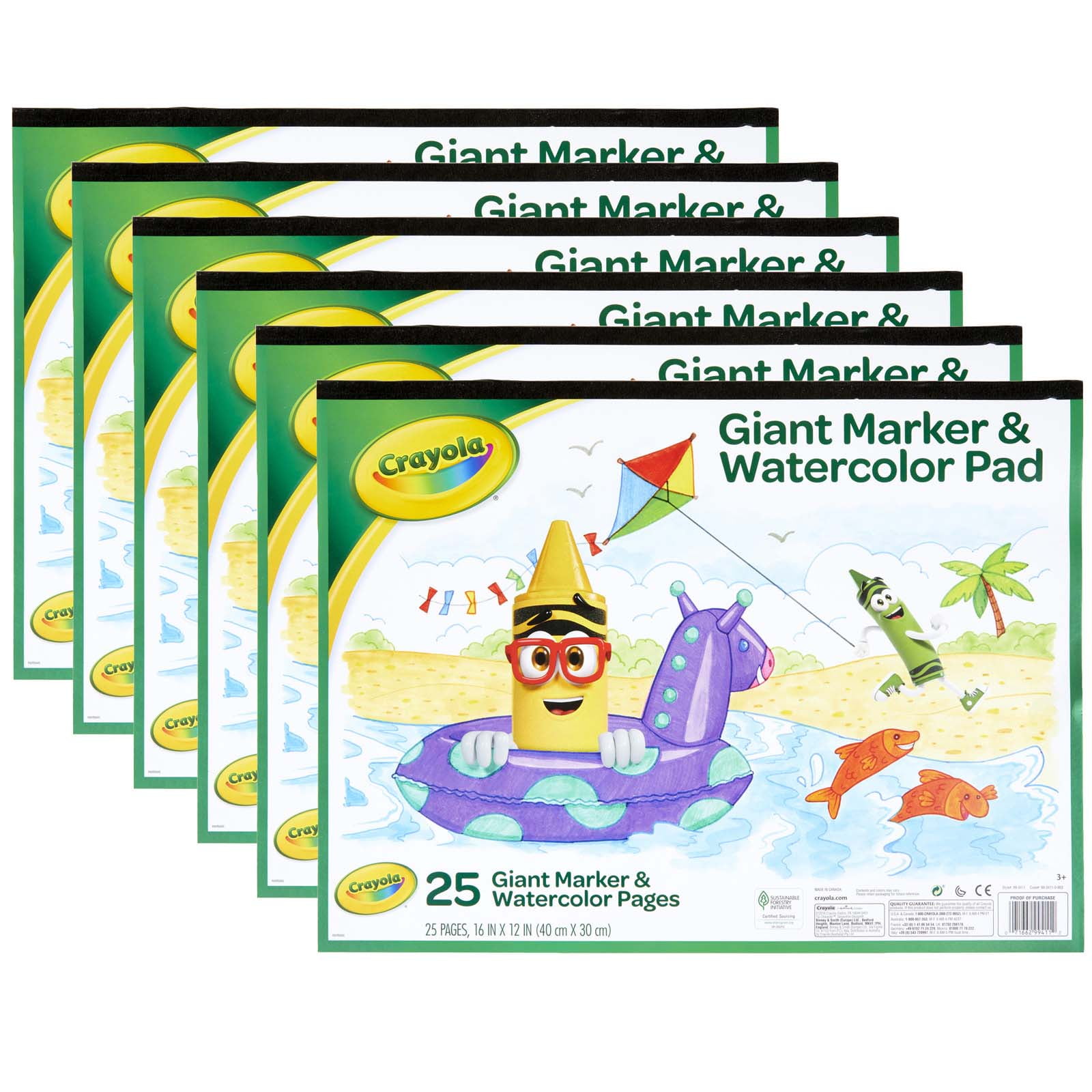 Crayola Giant Marker & Watercolor Pad, Pack of 6 - Walmart.com