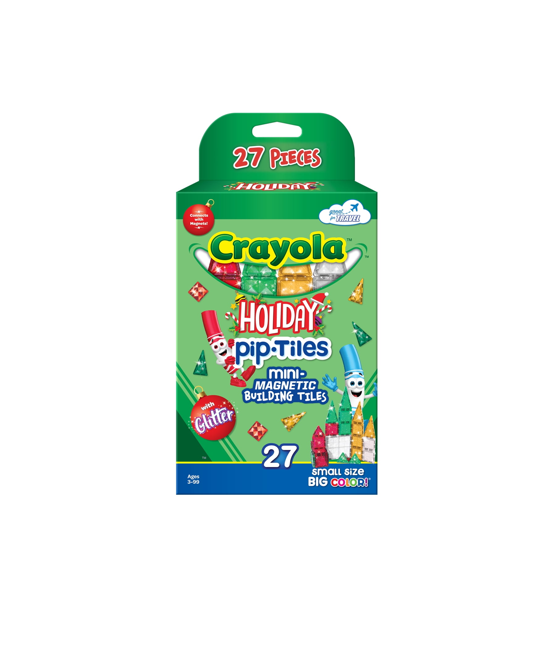 Crayola Holiday Glitter Mini PIP Magnetic Tiles 27-Piece Set - Walmart.com