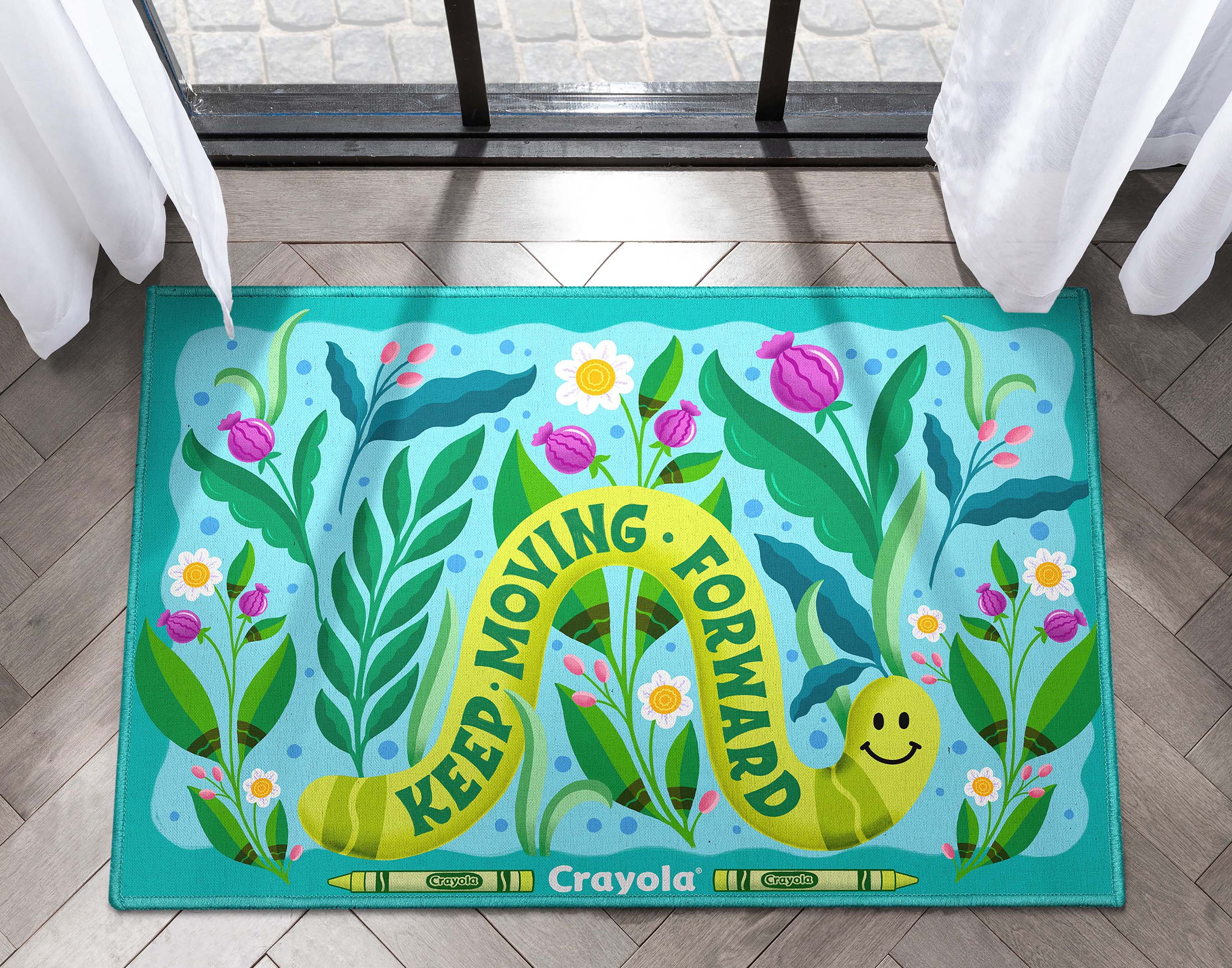 Crayola Keep Moving 2' x 3' Green Blue Area Rug by Well Woven - Walmart.com