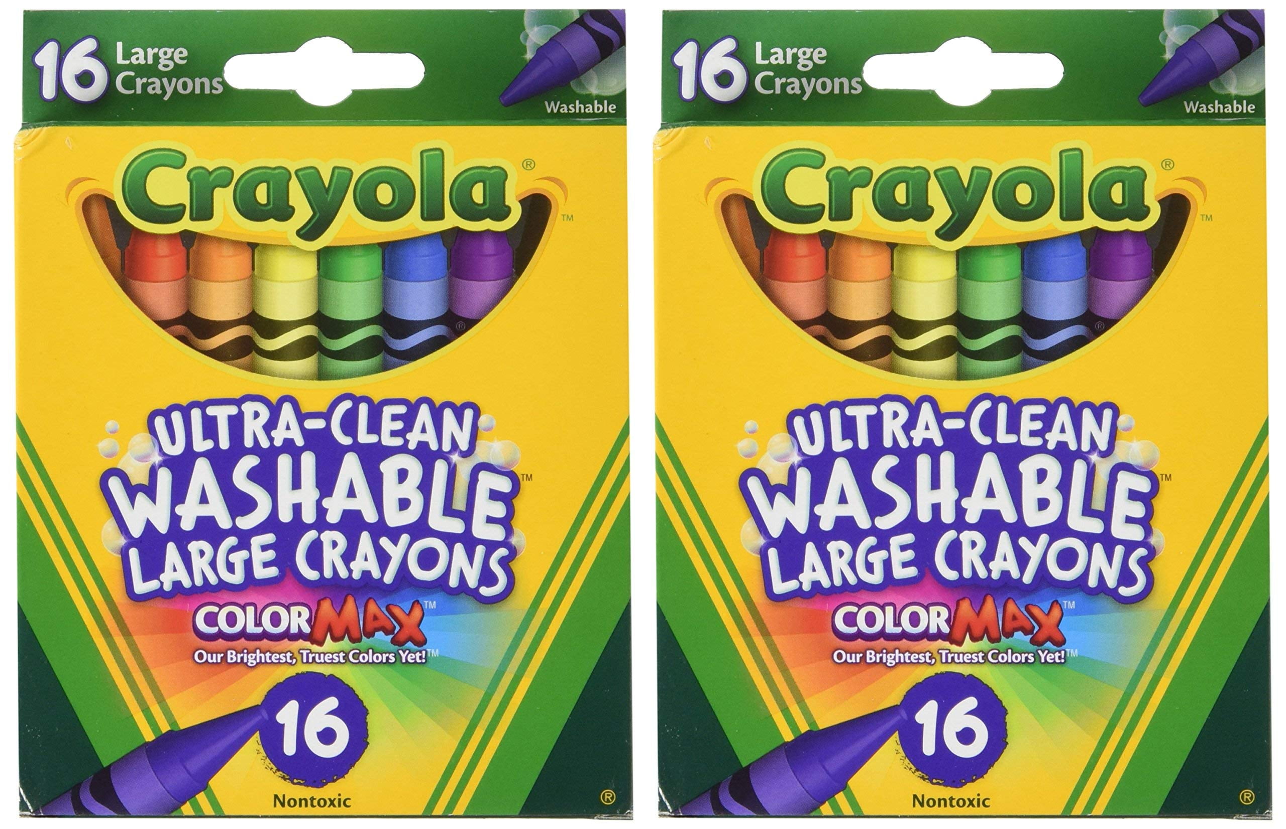 Crayola Large Washable Crayons 16 Pack - 2 Packs - Walmart.com