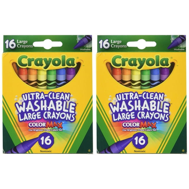 Crayola Large Washable Crayons 16 Pack - 2 Packs - Walmart.com