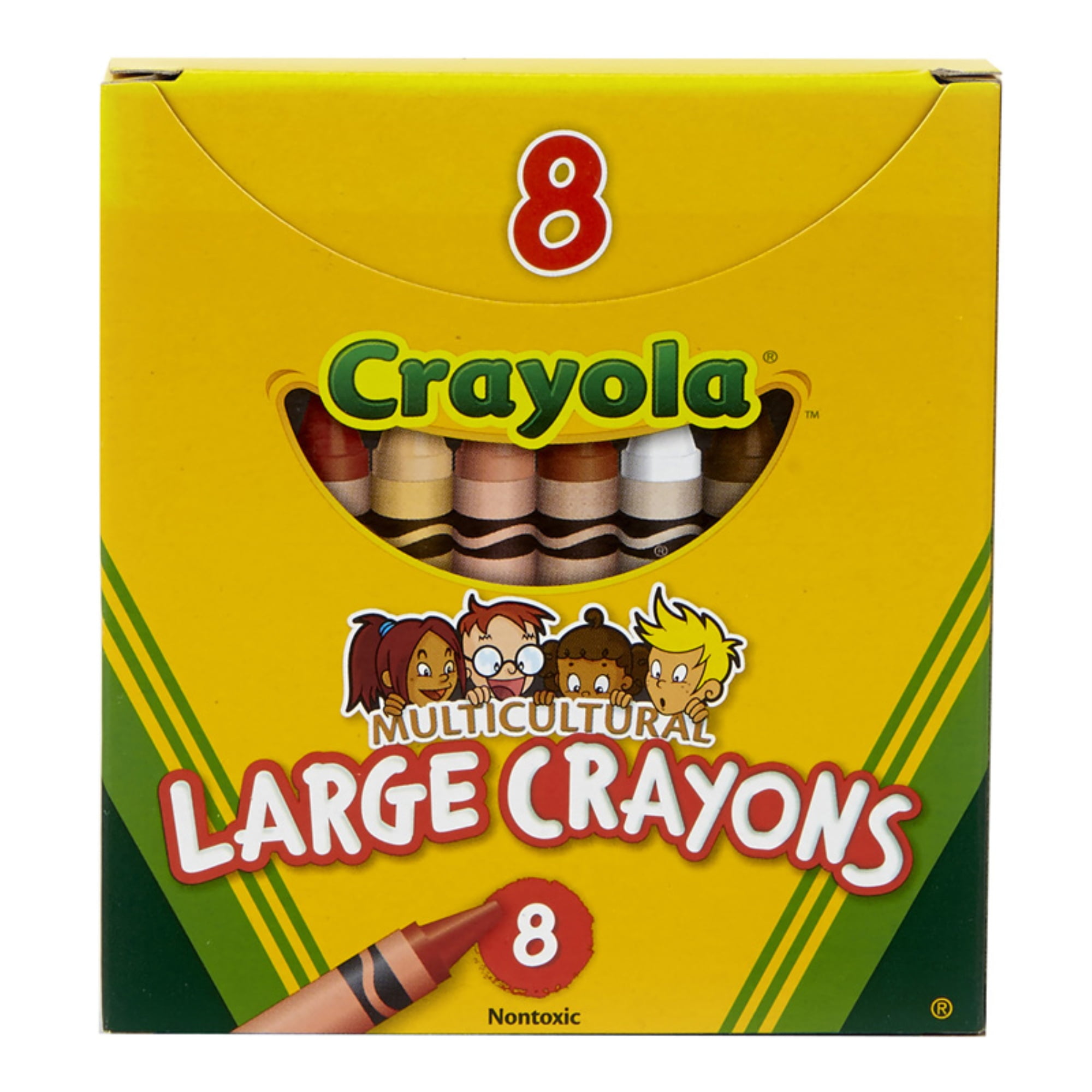 Crayola Assorted Multicultural Large Crayons, School Pack of 8 ...
